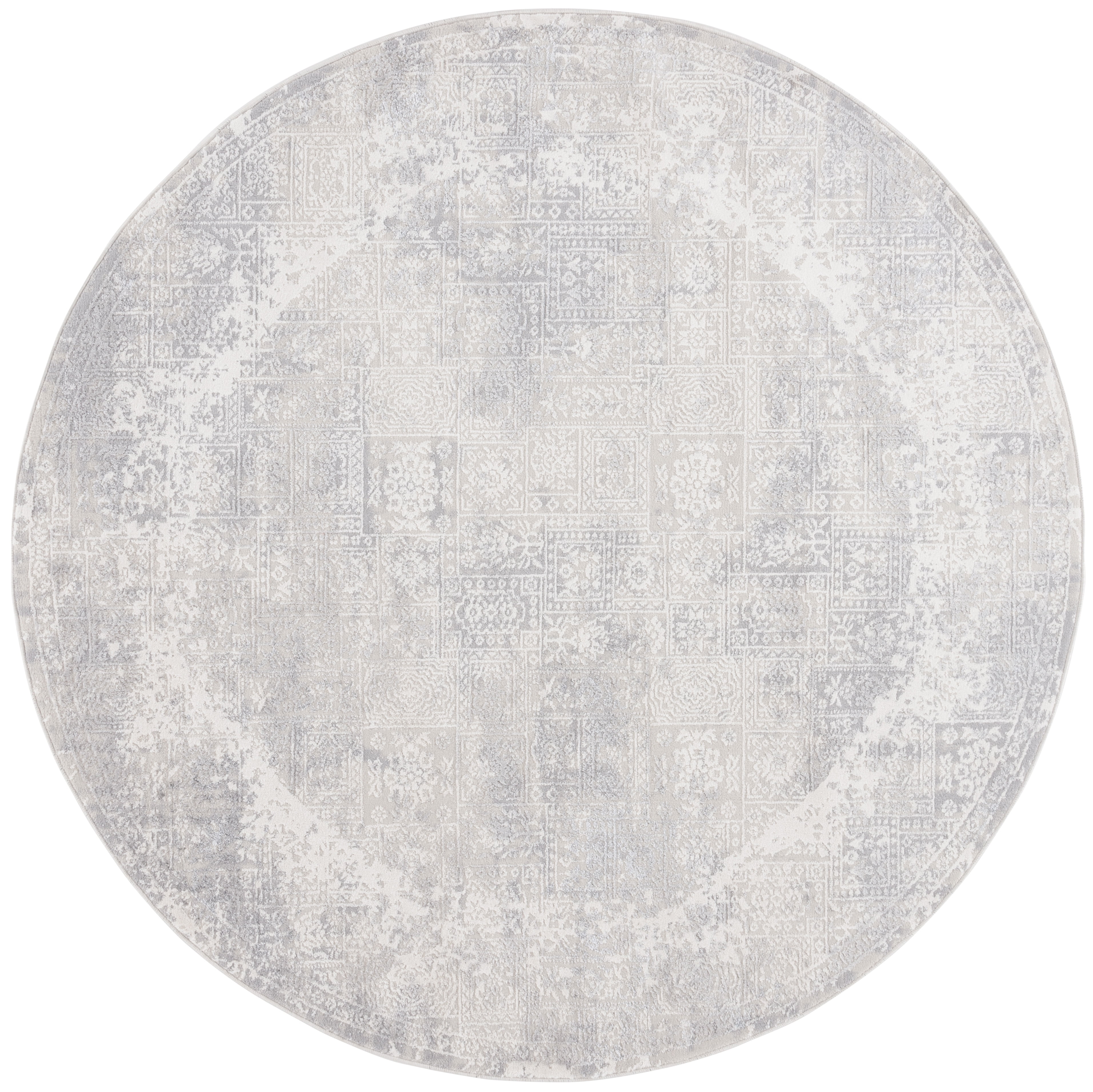 SAFAVIEH Hanna Sharlene Distressed Area Rug, Ivory/Light Grey, 6'7" x 6 ...
