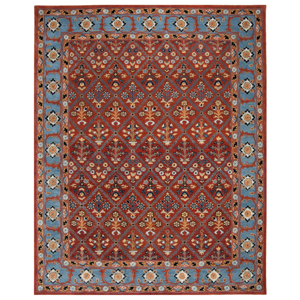 SAFAVIEH Heritage Carmella Floral Wool Area Rug, Red/Blue, 8' x 10 ...