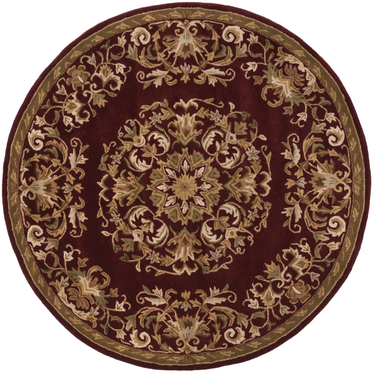 SAFAVIEH Heritage Cleves Traditional Wool Area Rug, Red, 8' x 8' Round ...