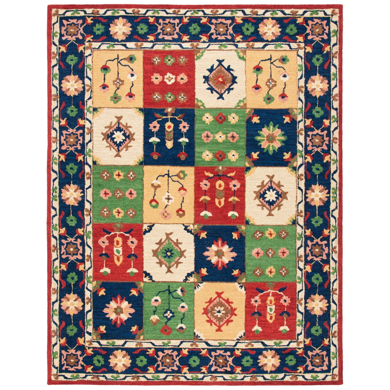 SAFAVIEH Heritage Cory Tribal Wool Area Rug, Green/Red, 5' x 8 ...