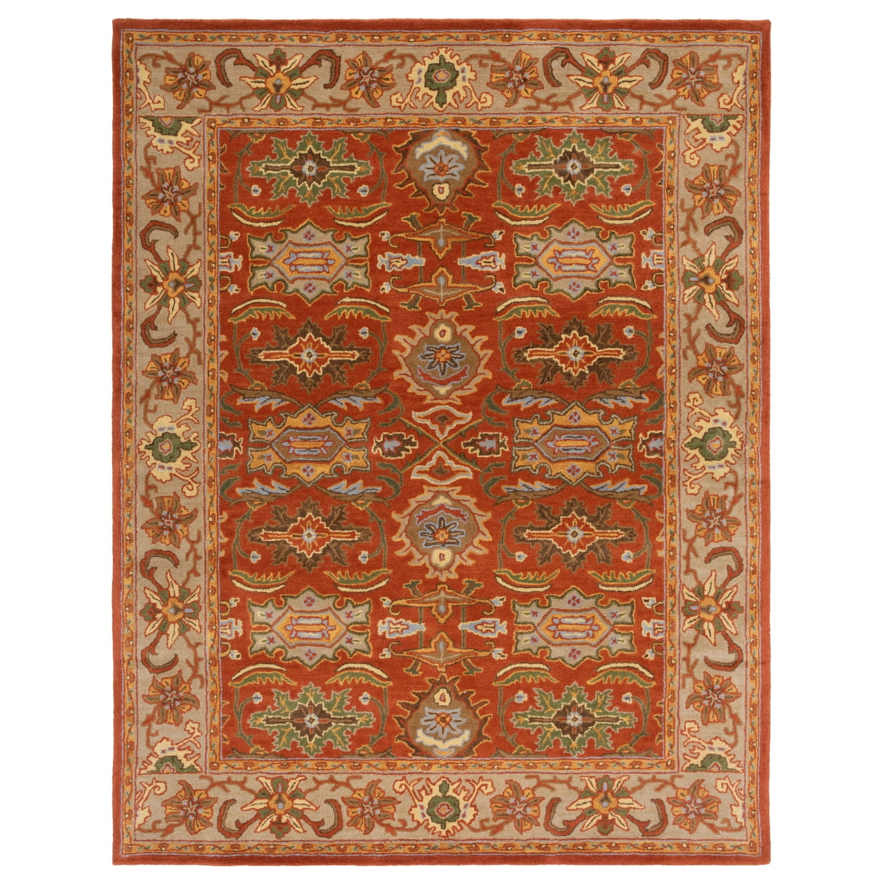 SAFAVIEH Heritage Giles Traditional Wool Area Rug, Rust/Beige, 9'6" x ...