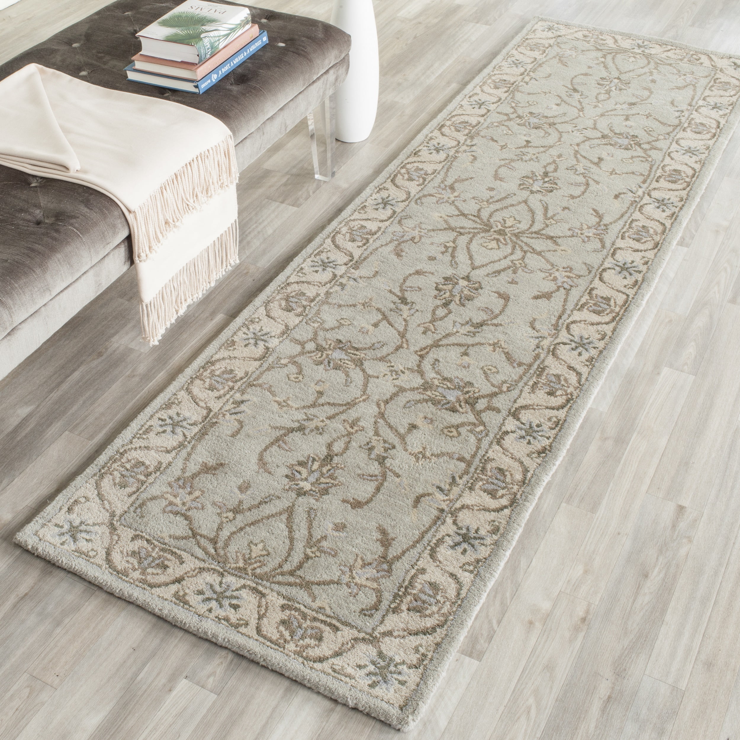 SAFAVIEH Heritage Rida Traditional Wool Runner Rug, Beige/Grey, 2'3" x ...