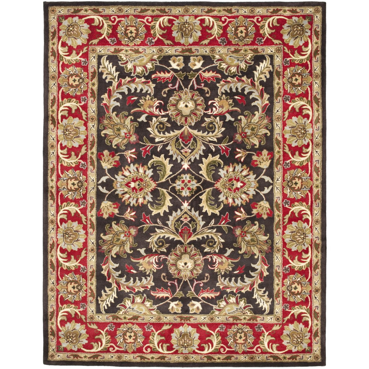 SAFAVIEH Heritage Stuart Oriental Wool Area Rug, Chocolate/Red, 4'6" x ...