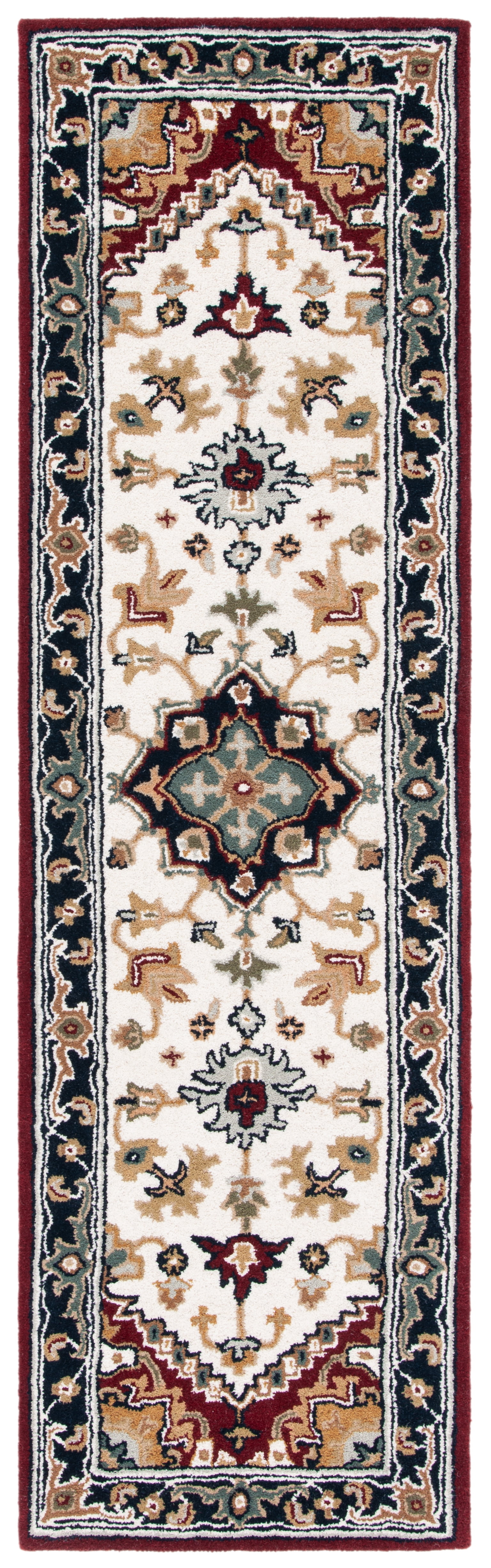 SAFAVIEH Heritage York Oriental Wool Runner Rug, Ivory/Red, 2'3" x 14 ...