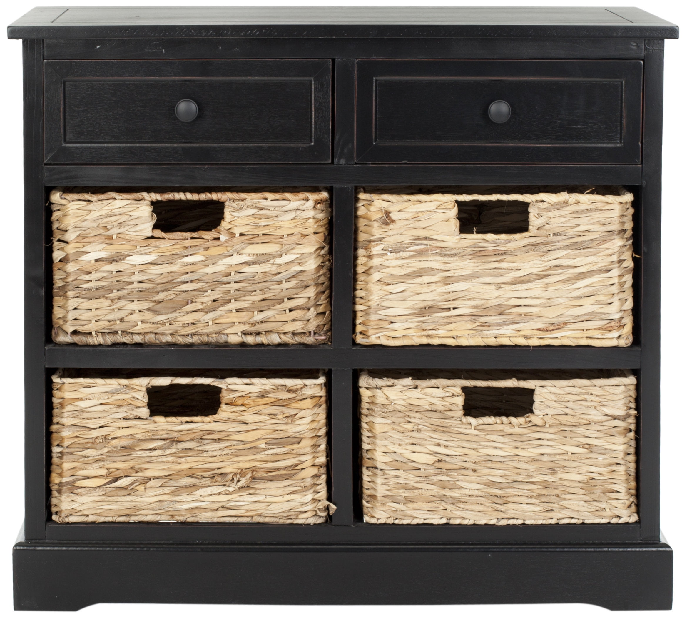SAFAVIEH Herman 2-Drawer Storage Unit with 4 Wicker Baskets, Distressed ...
