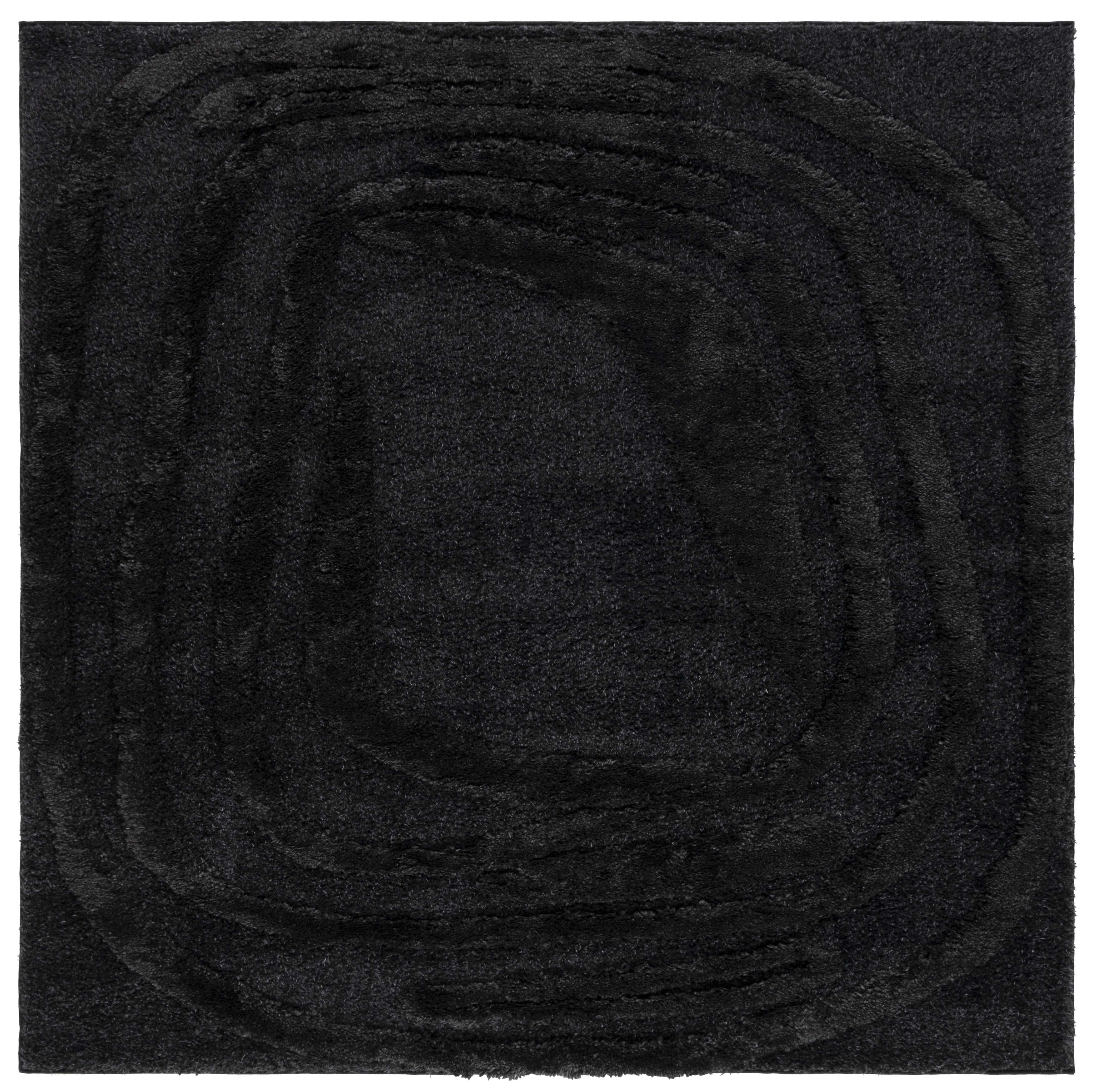 SAFAVIEH Hi-Lo Seamus Solid Shag Area Rug, Black, 3' x 3' Square ...