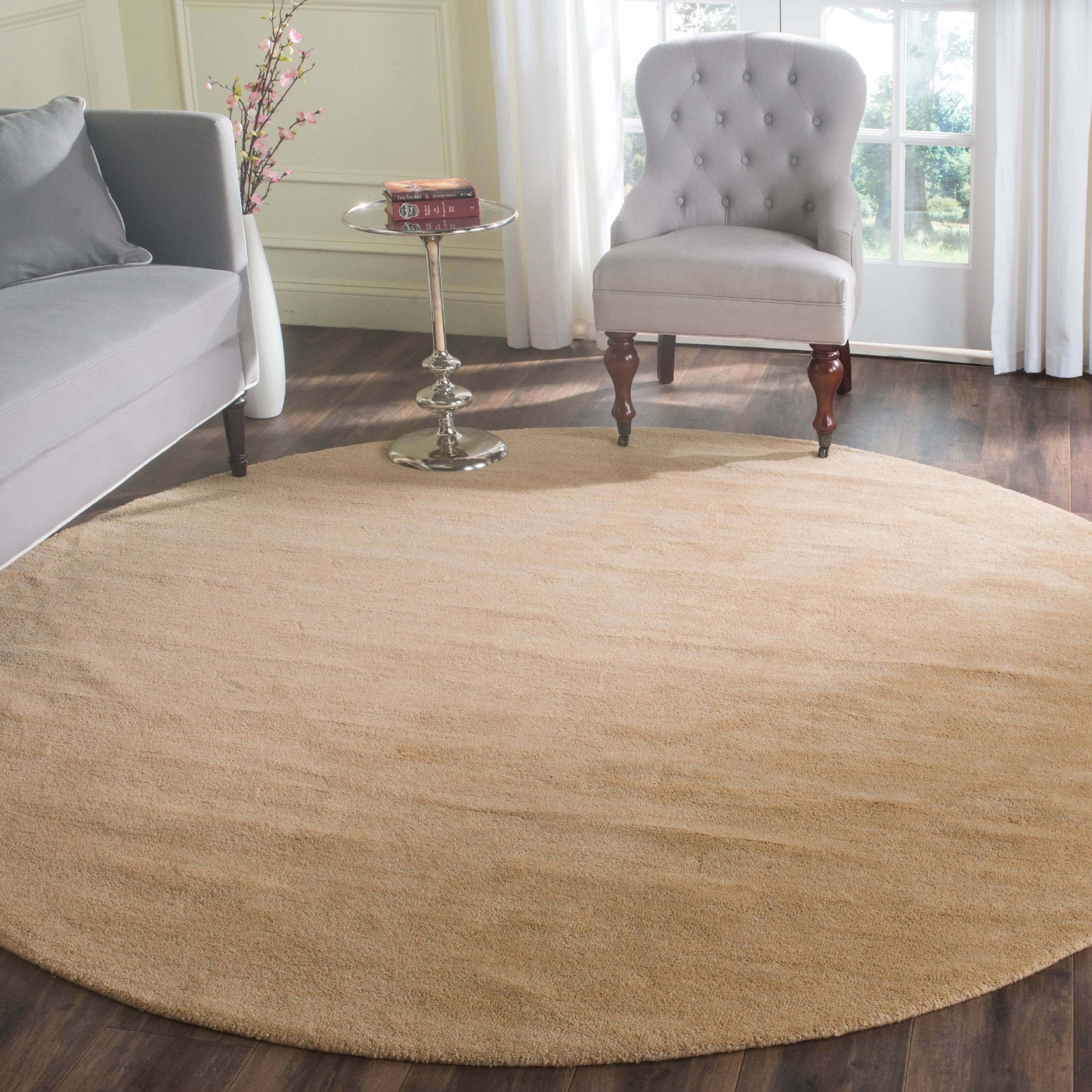 SAFAVIEH Himalaya Rachelle Solid Wool Area Rug, Beige, 10' x 10' Round ...