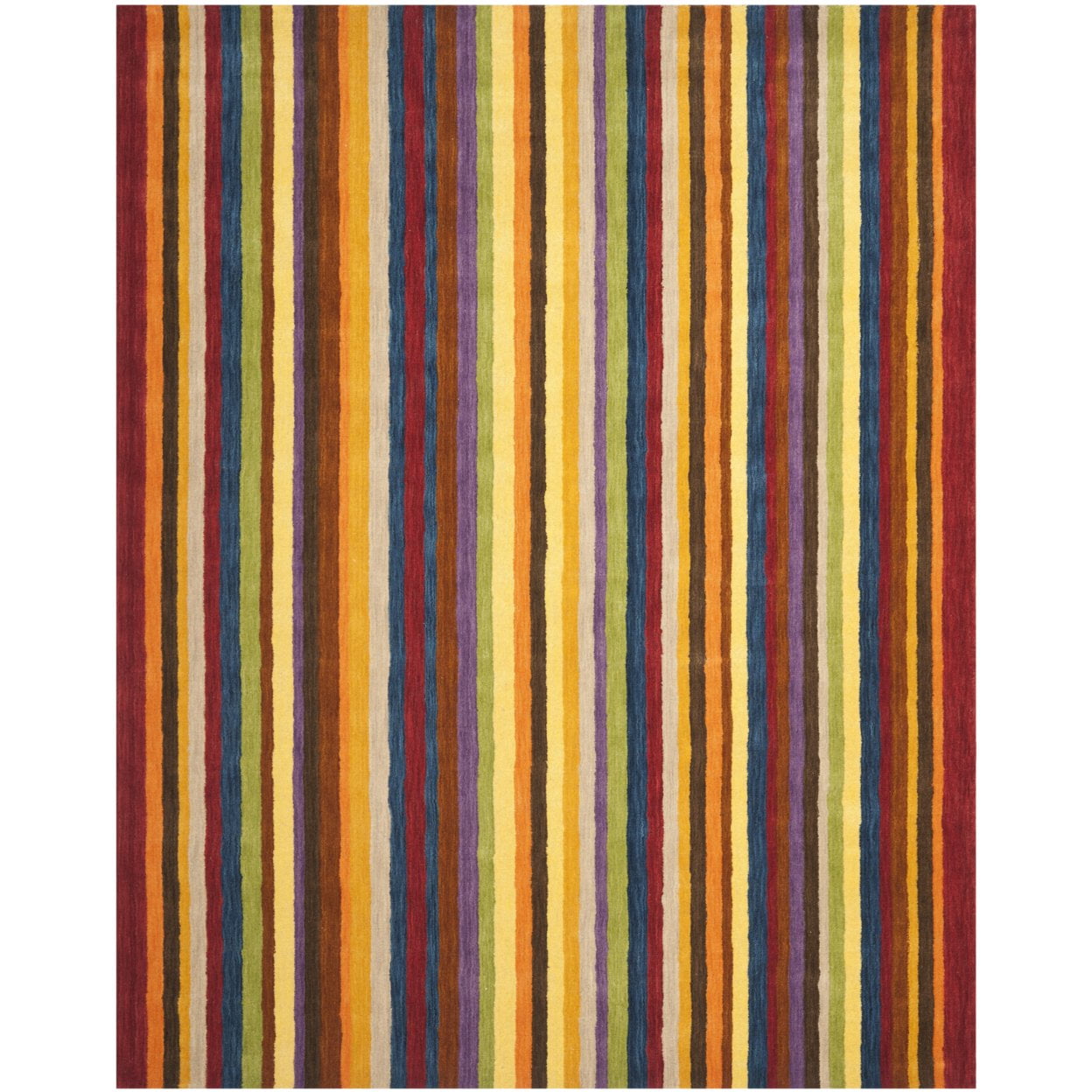 SAFAVIEH Himalaya Sorrel Colorful Stripes Wool Area Rug, Red/Multi, 8 ...