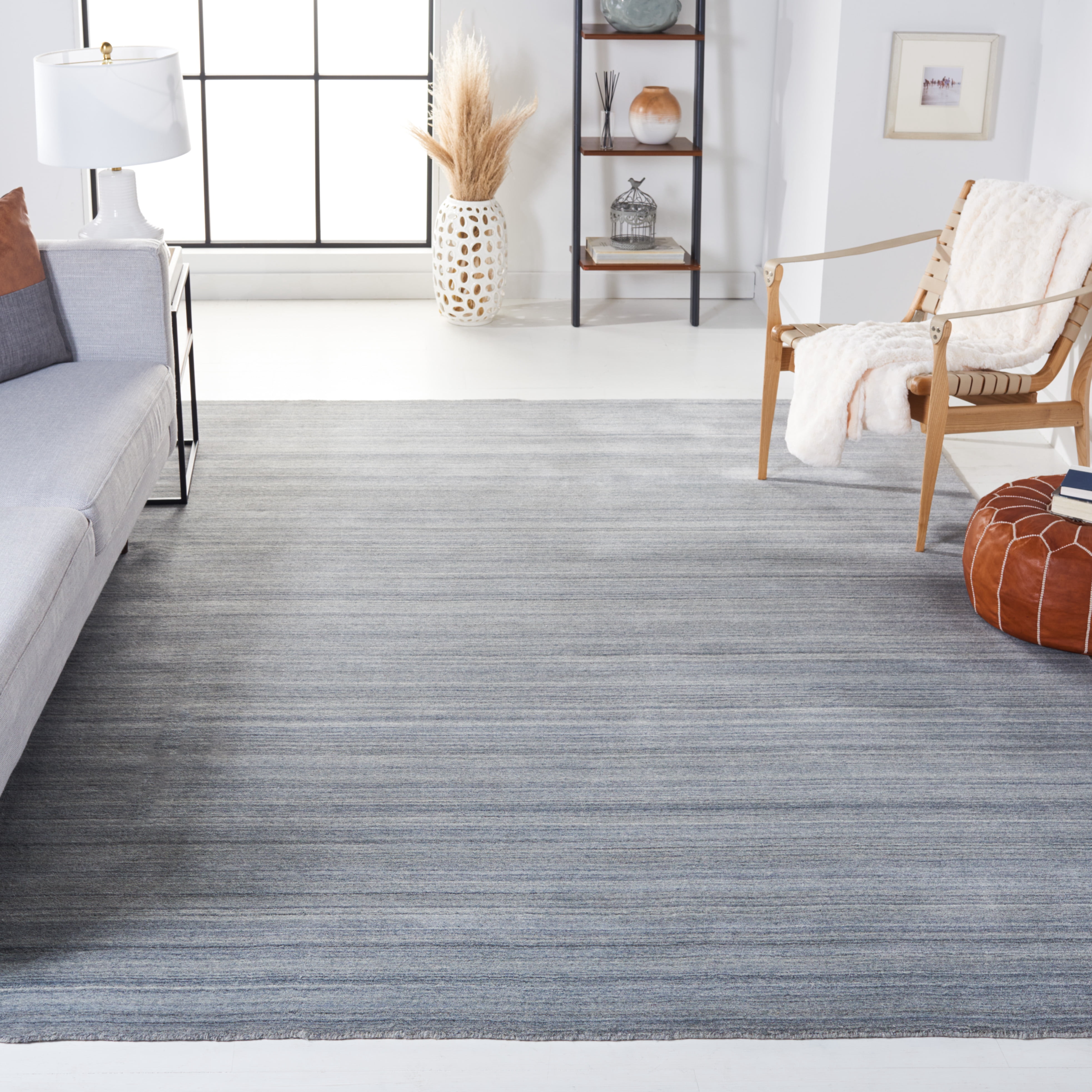 SAFAVIEH Himalaya Vince Overdyed Striped Wool Area Rug, Slate/Blue, 9 ...