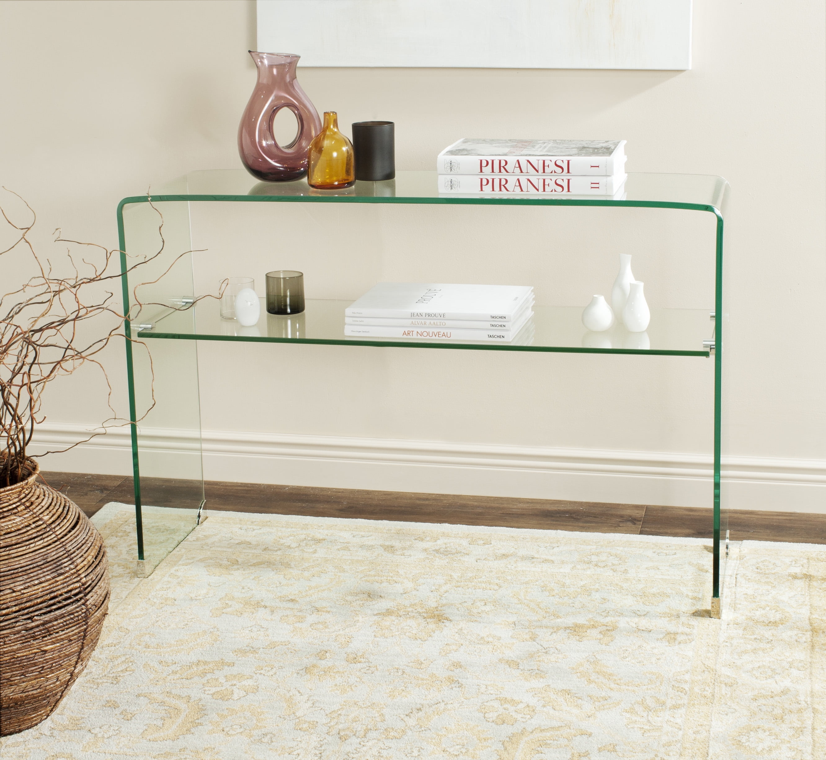 SAFAVIEH Hollis 29.5 in. H Modern Glam Glass Console Table, Clear ...