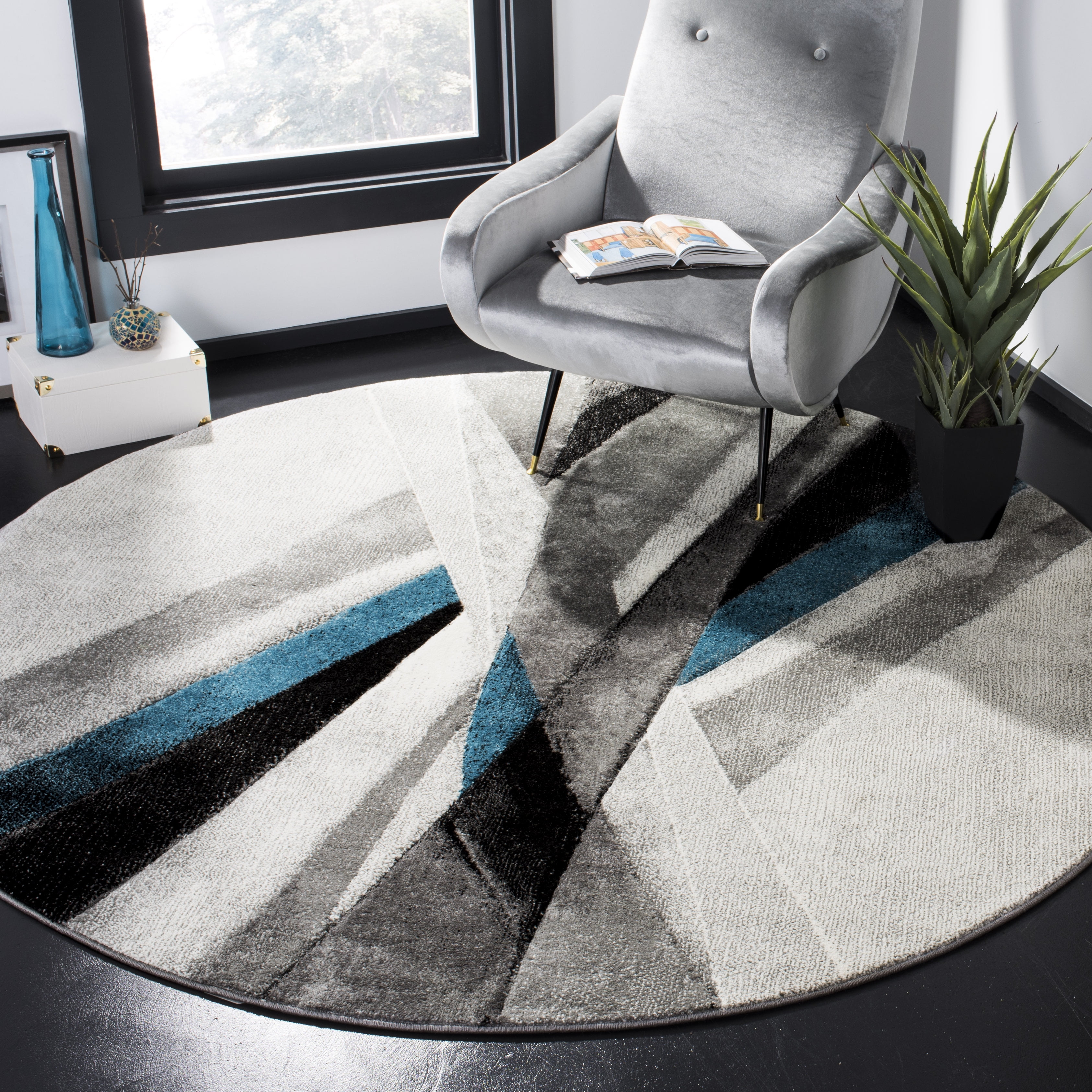 SAFAVIEH Hollywood Collection HLW710D Grey / Teal Rug - Walmart.com