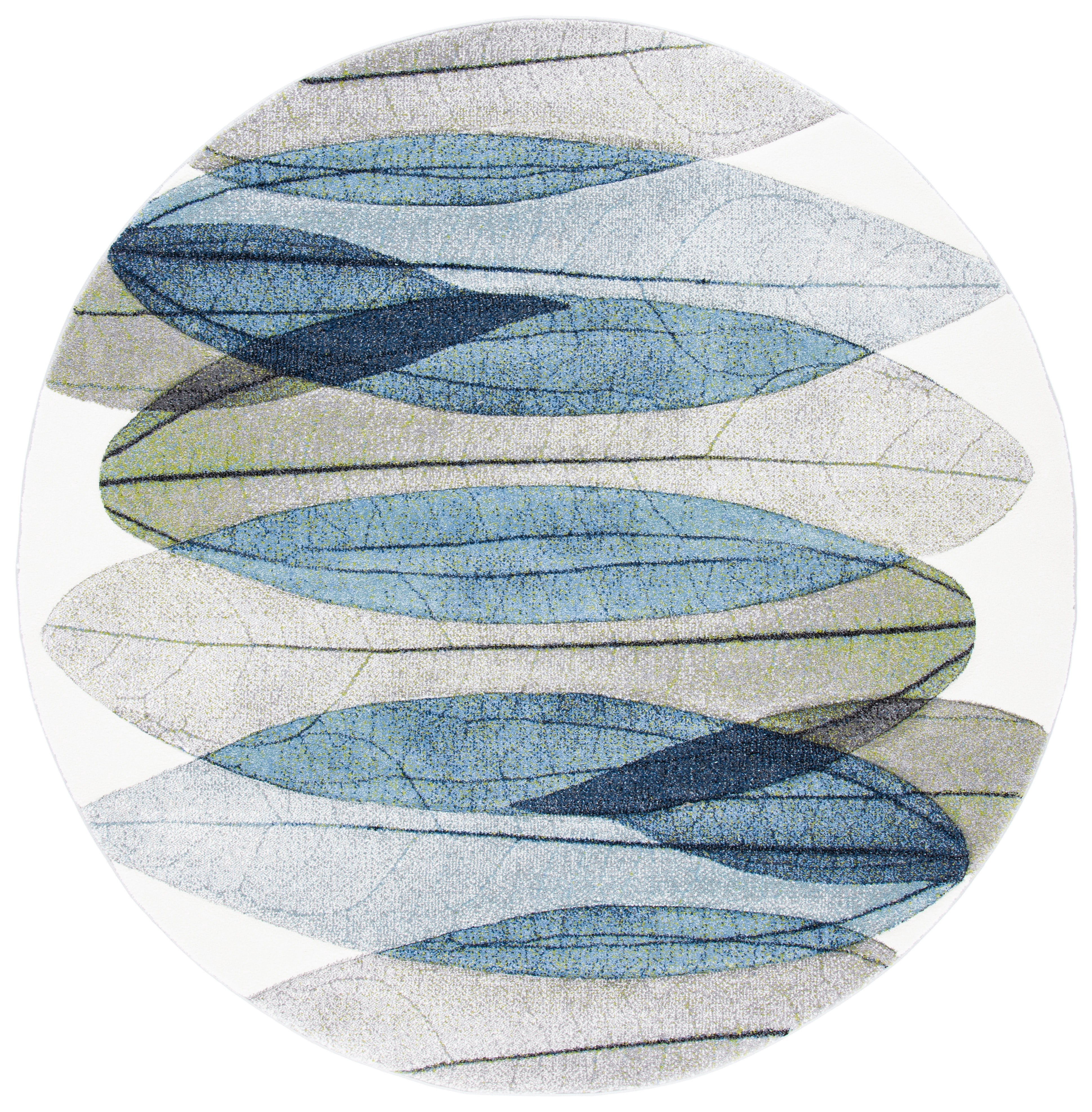 SAFAVIEH Hollywood Dalia Abstract Area Rug, Ivory/Blue Green, 10' x 10 ...