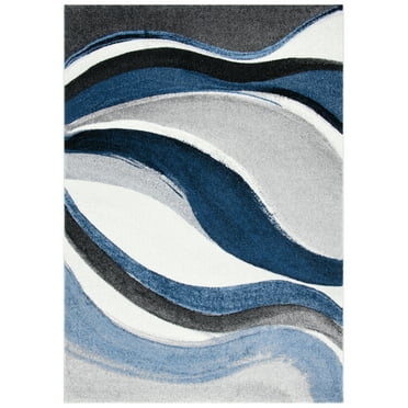SAFAVIEH Orchard Edwin Modern Area Rug, Grey/Blue, 8' x 8' Round ...