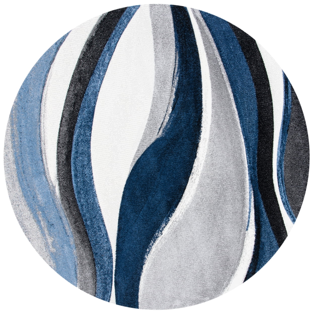 SAFAVIEH Hollywood Dalton Abstract Area Rug, Grey/Blue, 8' x 8' Round ...