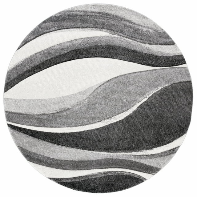SAFAVIEH Hollywood Dalton Abstract Area Rug, Grey/Ivory, 6'7" x 6'7 ...