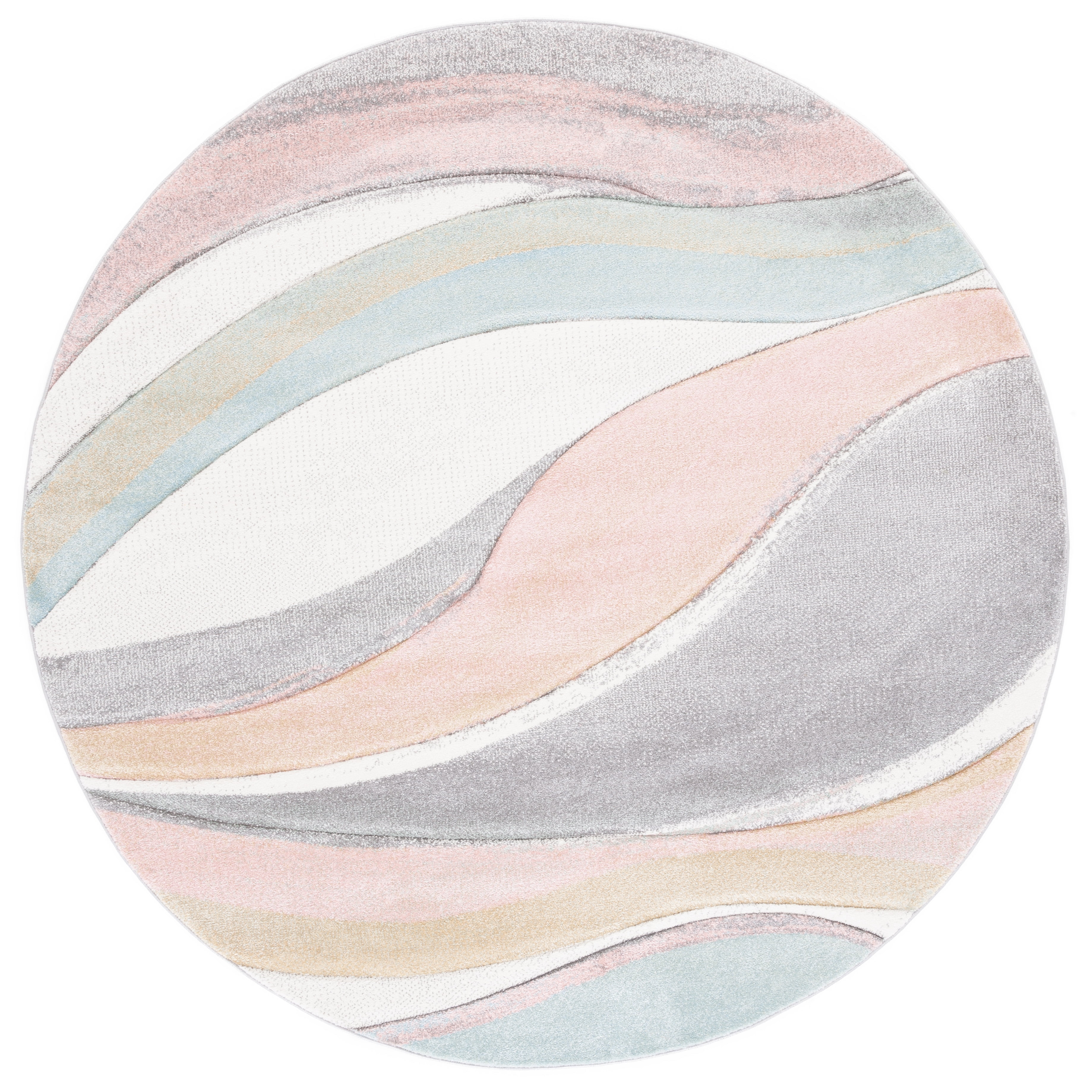 SAFAVIEH Hollywood Dalton Abstract Area Rug, Grey/Pink, 8' x 8' Round ...