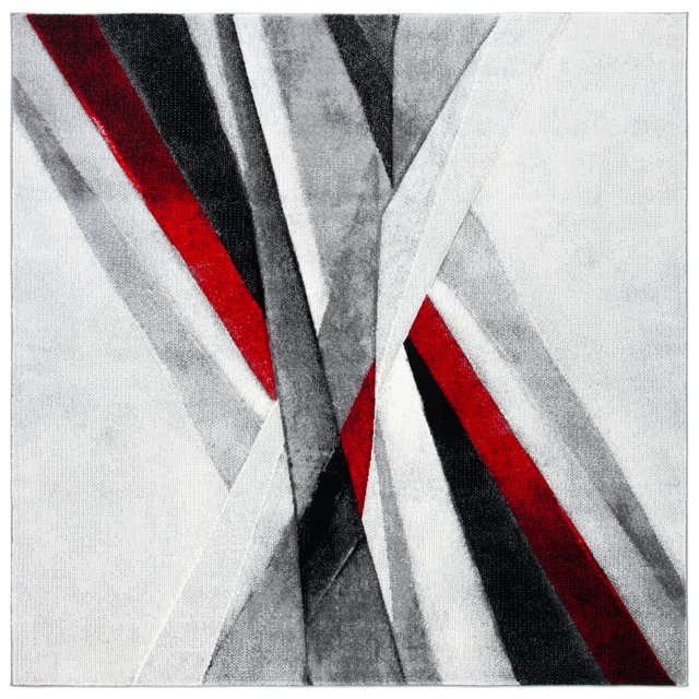 SAFAVIEH Hollywood Jennifer Abstract Area Rug, Grey/Red, 6'7" x 6'7 ...