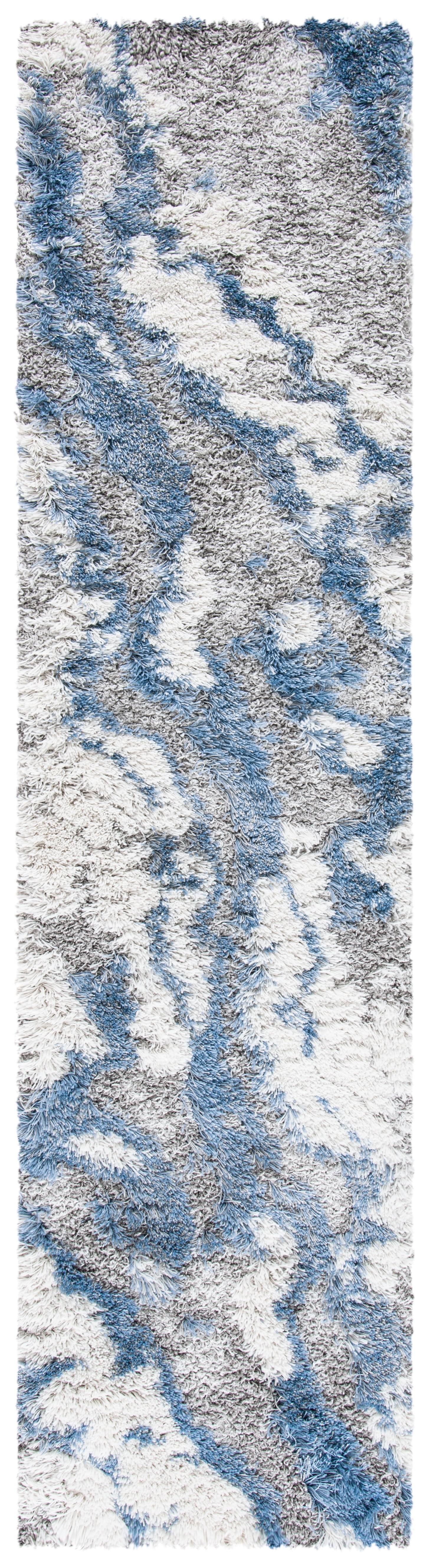 SAFAVIEH Horizon Konstantinos Abstract Shag Runner Rug, Grey/Blue, 2' x ...