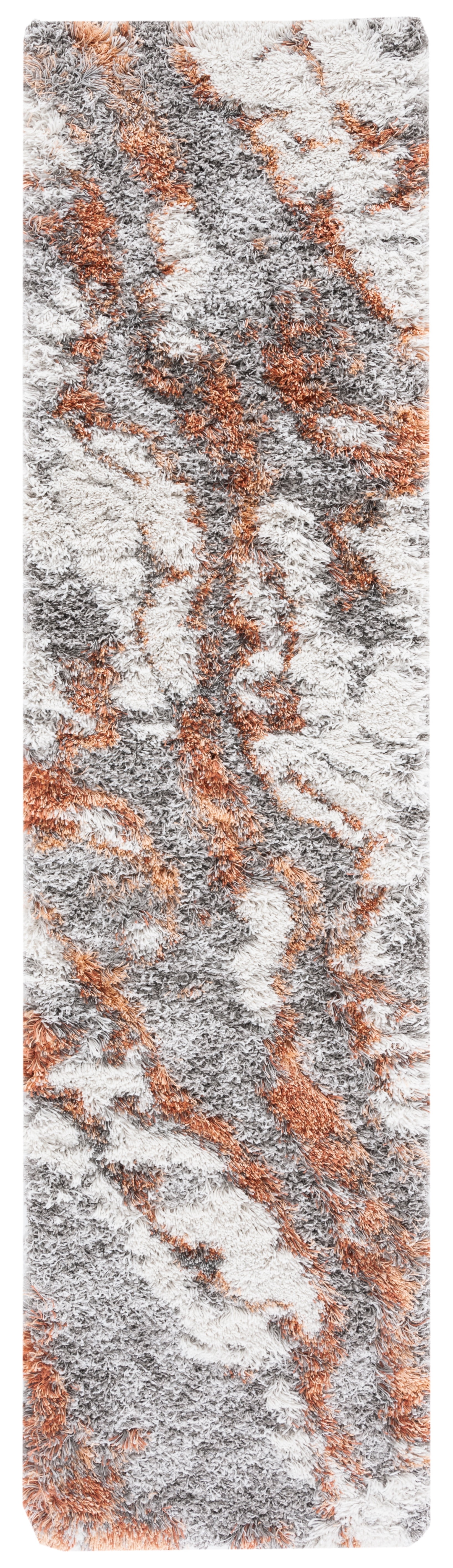 SAFAVIEH Horizon Konstantinos Abstract Shag Runner Rug, Grey/Rust, 2' x ...