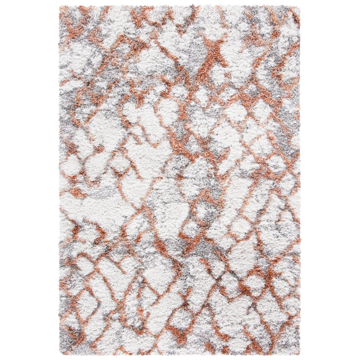 SAFAVIEH Horizon Milica Abstract Shag Area Rug, Ivory/Rust, 6' x 9 ...