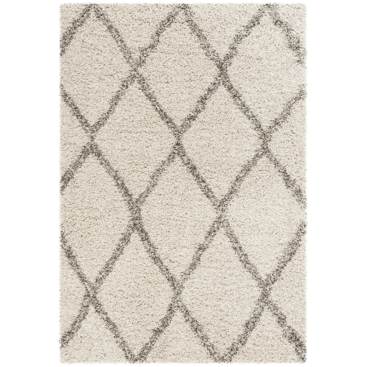 SAFAVIEH Hudson Adella Geometric Diamonds Shag Area Rug, Ivory/Grey, 4 ...