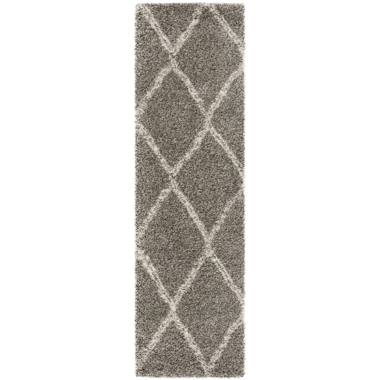 SAFAVIEH Hudson Adella Geometric Diamonds Shag Runner Rug, Grey/Ivory ...