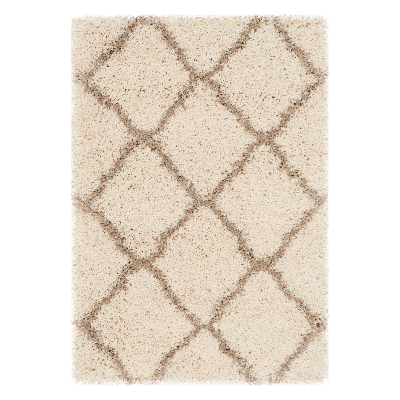 SAFAVIEH Hudson Aline Geometric Shag Runner Rug, Ivory/Beige, 2'3" x 6 ...