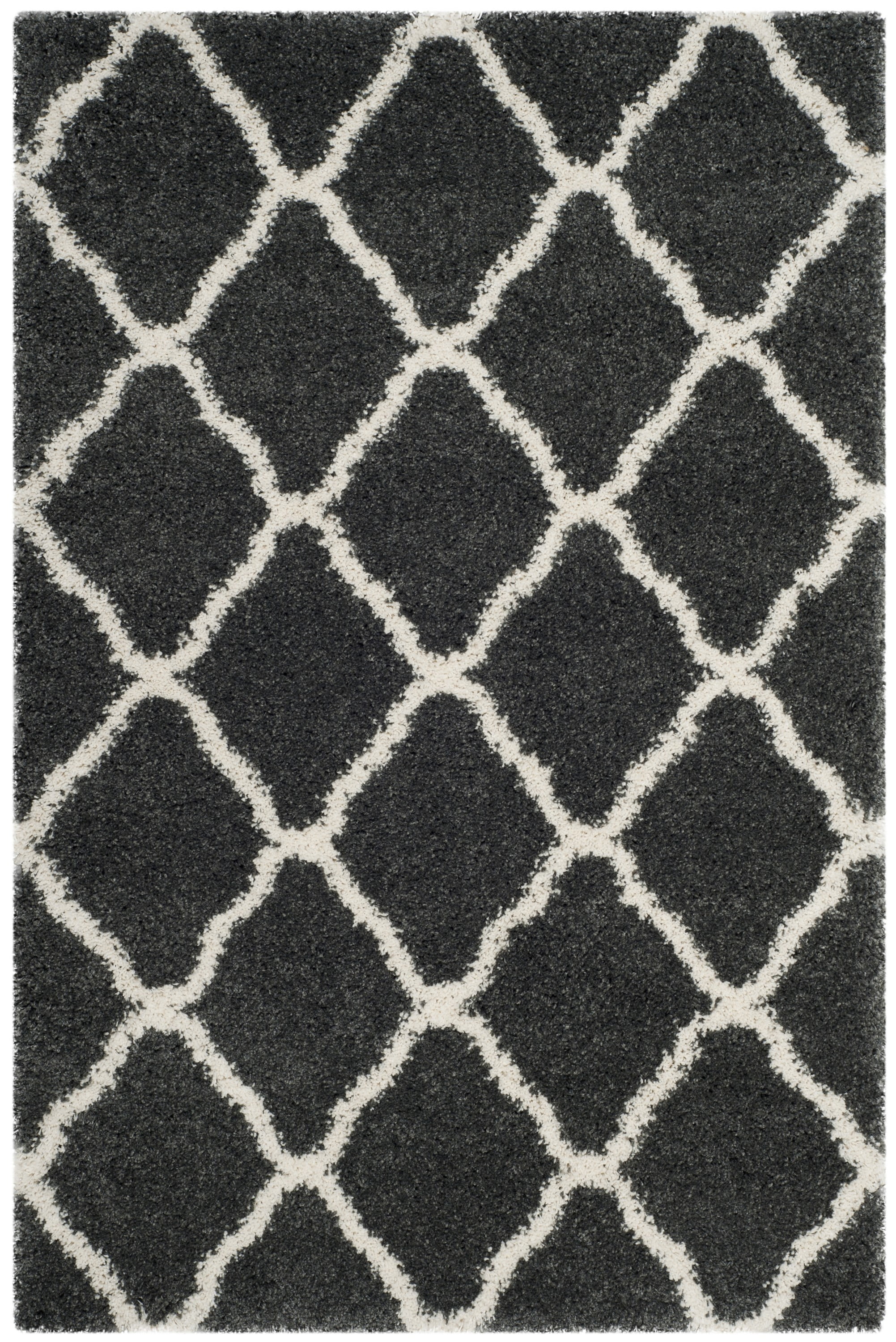 SAFAVIEH Hudson Aline Plush Geometric Shag Area Rug, Dark Grey/Ivory, 2 ...