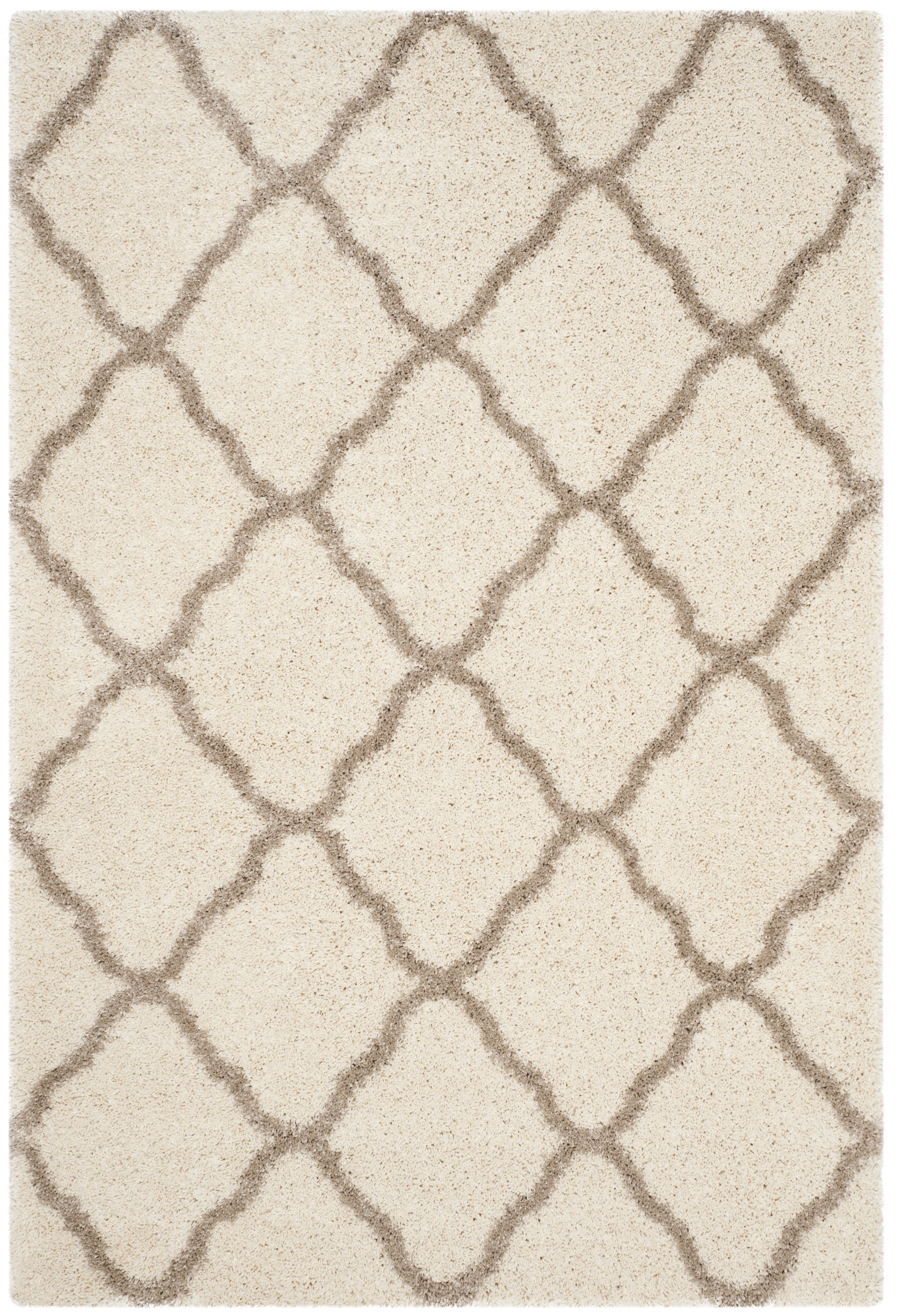 SAFAVIEH Hudson Aline Plush Geometric Shag Area Rug, Ivory/Beige, 2'3 ...