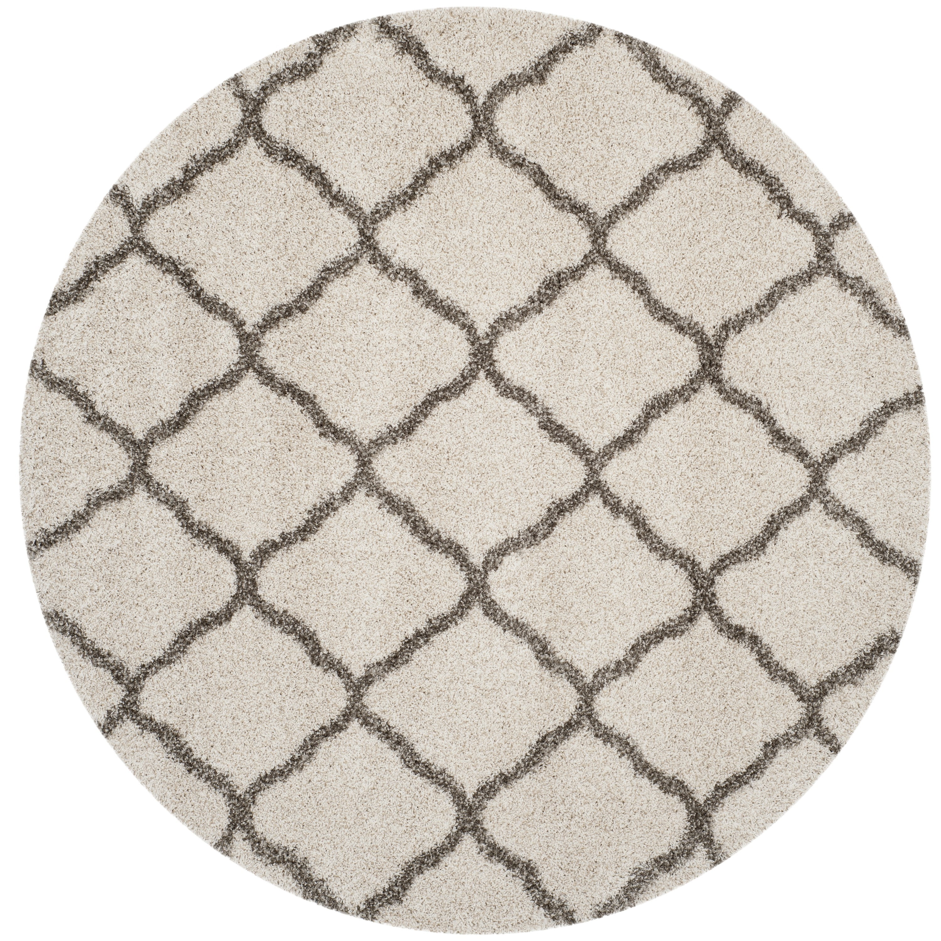 SAFAVIEH Hudson Aline Plush Geometric Shag Area Rug, Ivory/Grey, 3' x 3 ...