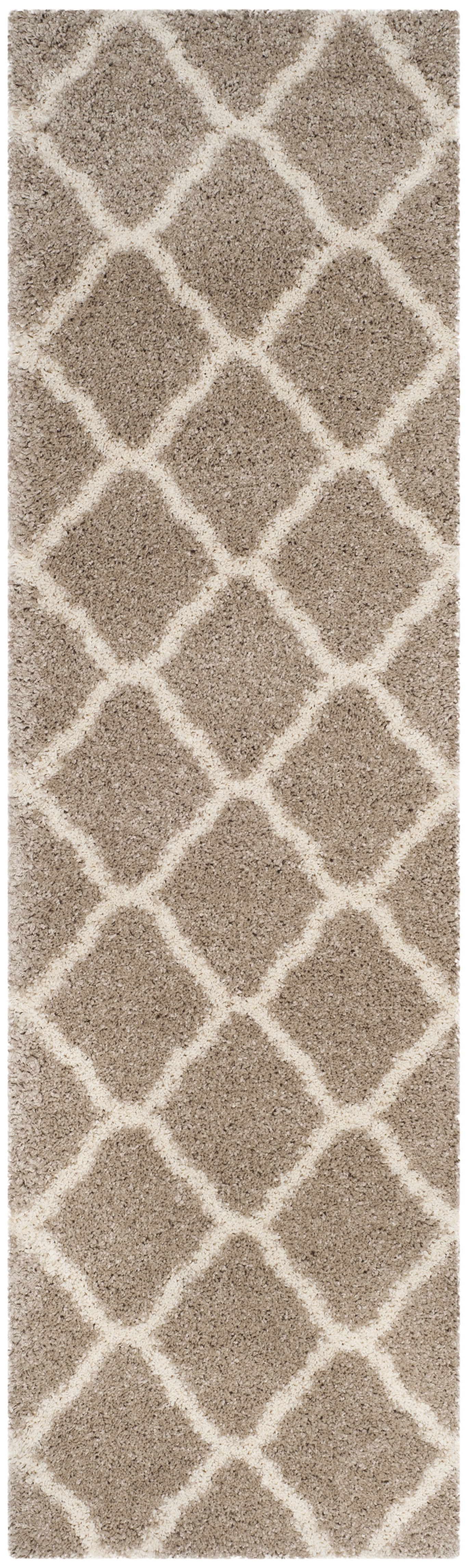 SAFAVIEH Hudson Aline Plush Geometric Shag Runner Rug, Beige/Ivory, 2'3 ...