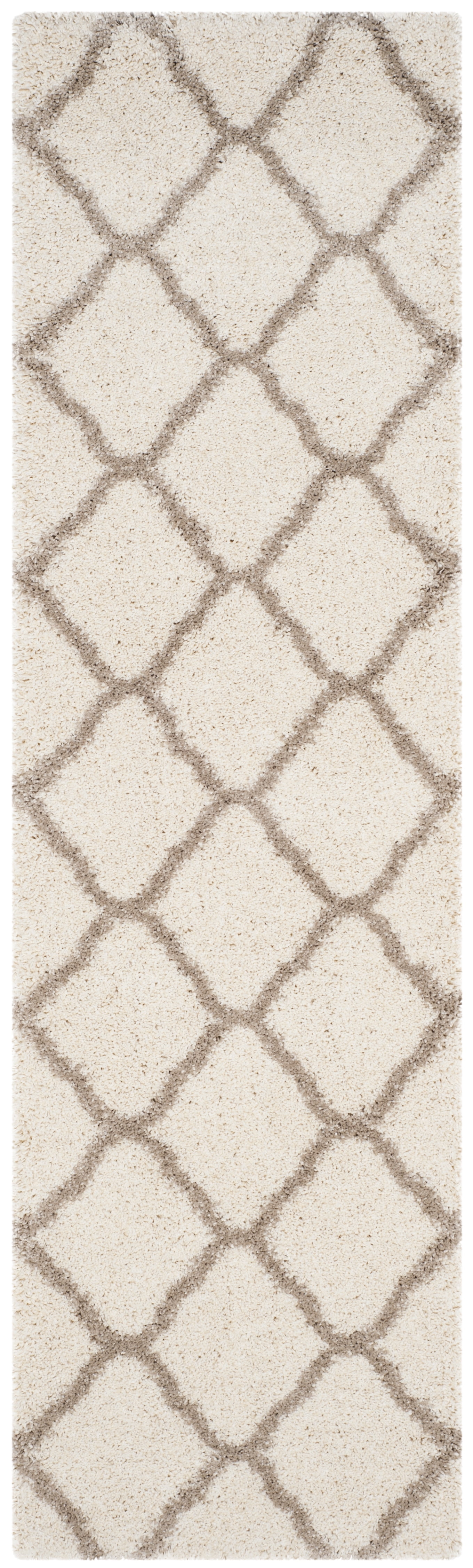 SAFAVIEH Hudson Aline Plush Geometric Shag Runner Rug, Ivory/Beige, 2'3 ...