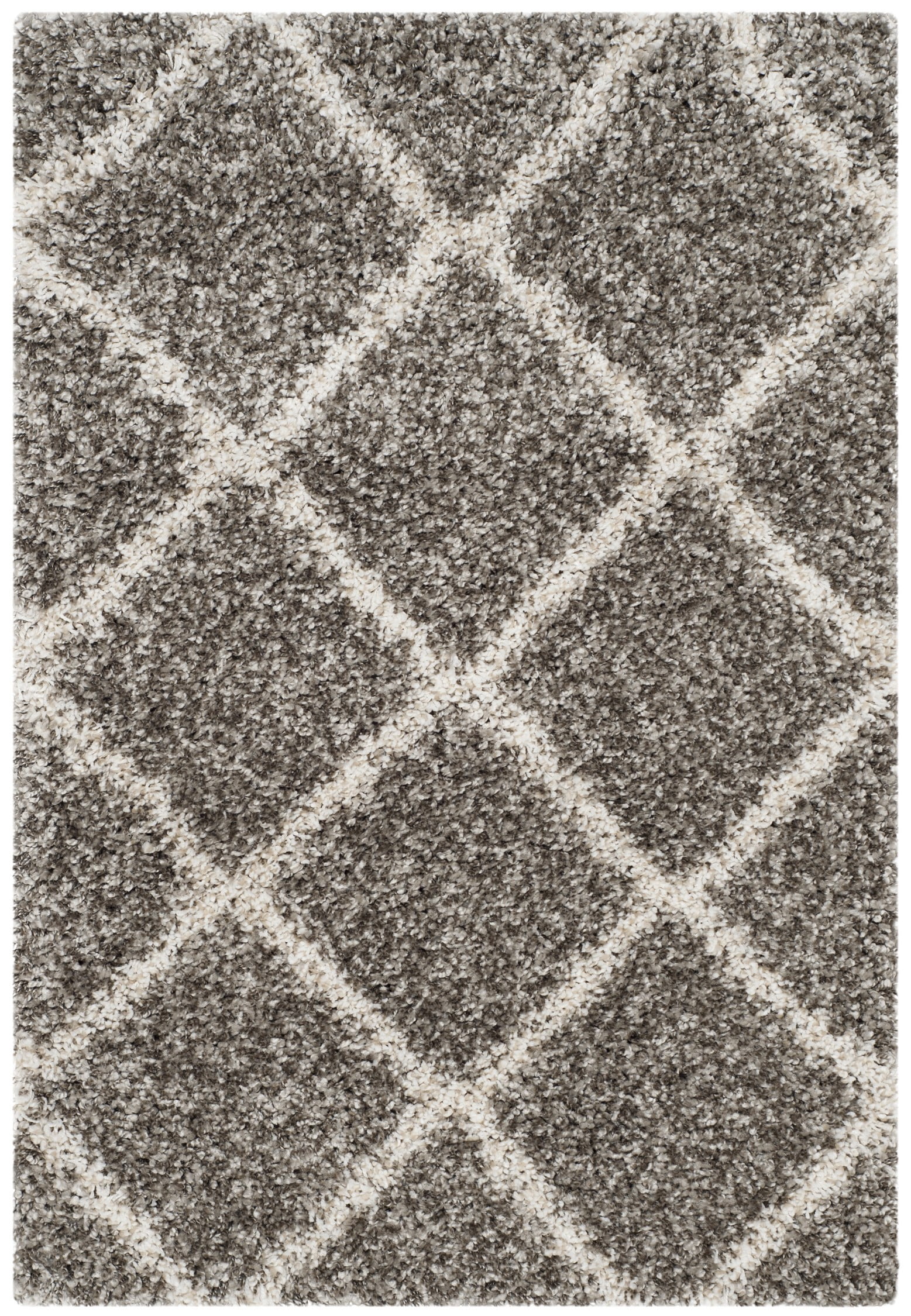 SAFAVIEH Hudson Amias Geometric Shag Area Rug, Grey/Ivory, 2'3" x 3'9 ...