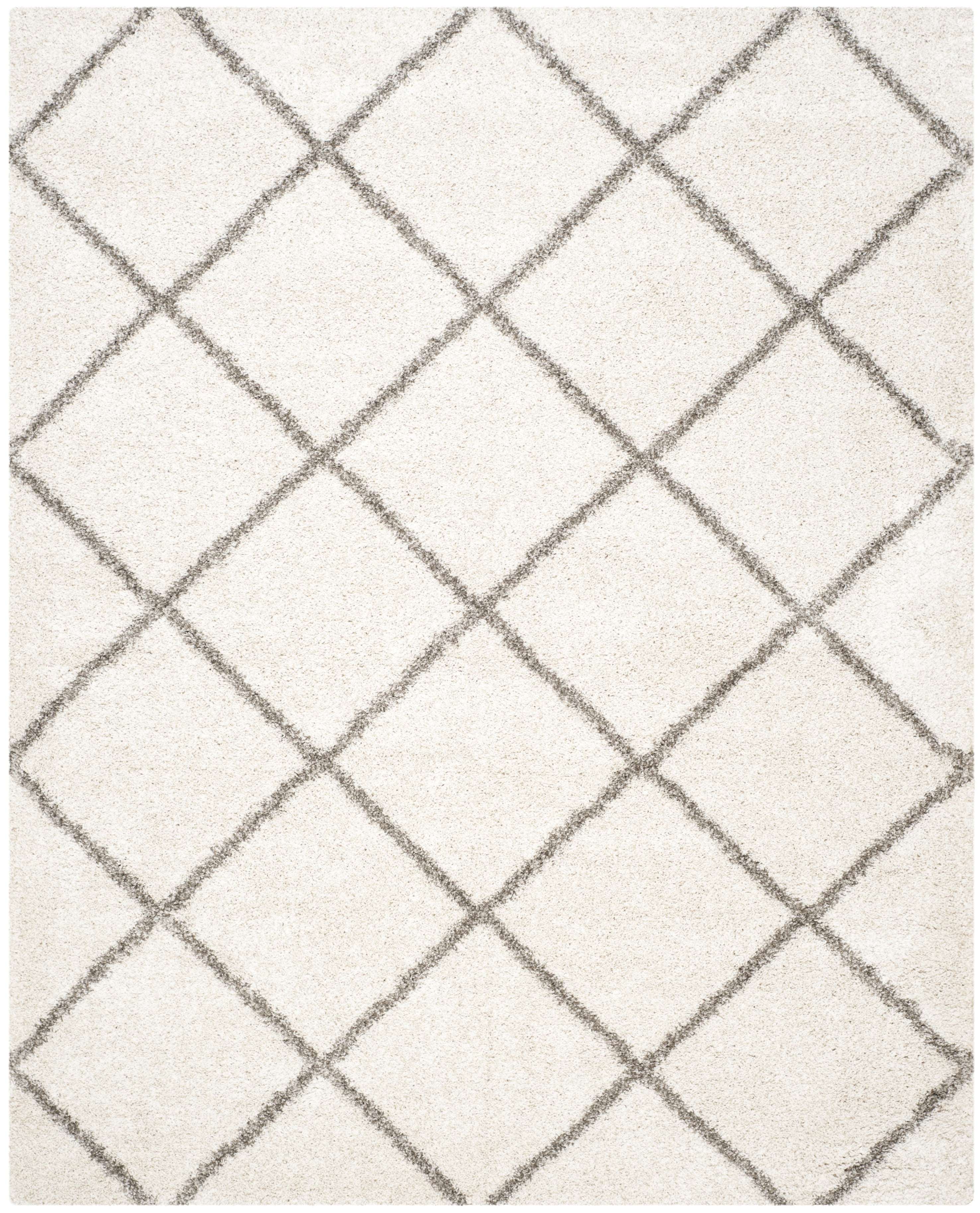 SAFAVIEH Hudson Amias Geometric Shag Area Rug, Ivory/Grey, 11' x 15 ...