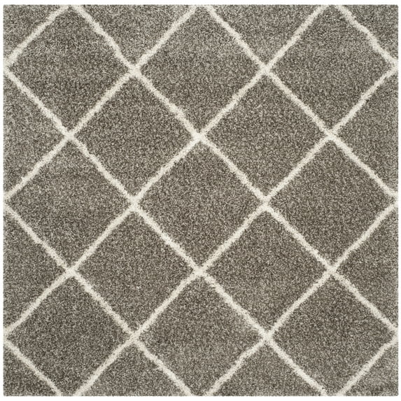 SAFAVIEH Hudson Amias Plush Geometric Shag Area Rug, Grey/Ivory, 10' x ...