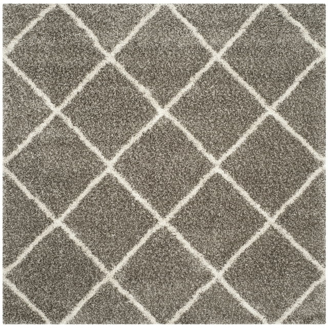 SAFAVIEH Hudson Amias Plush Geometric Shag Area Rug, Grey/Ivory, 10' x ...