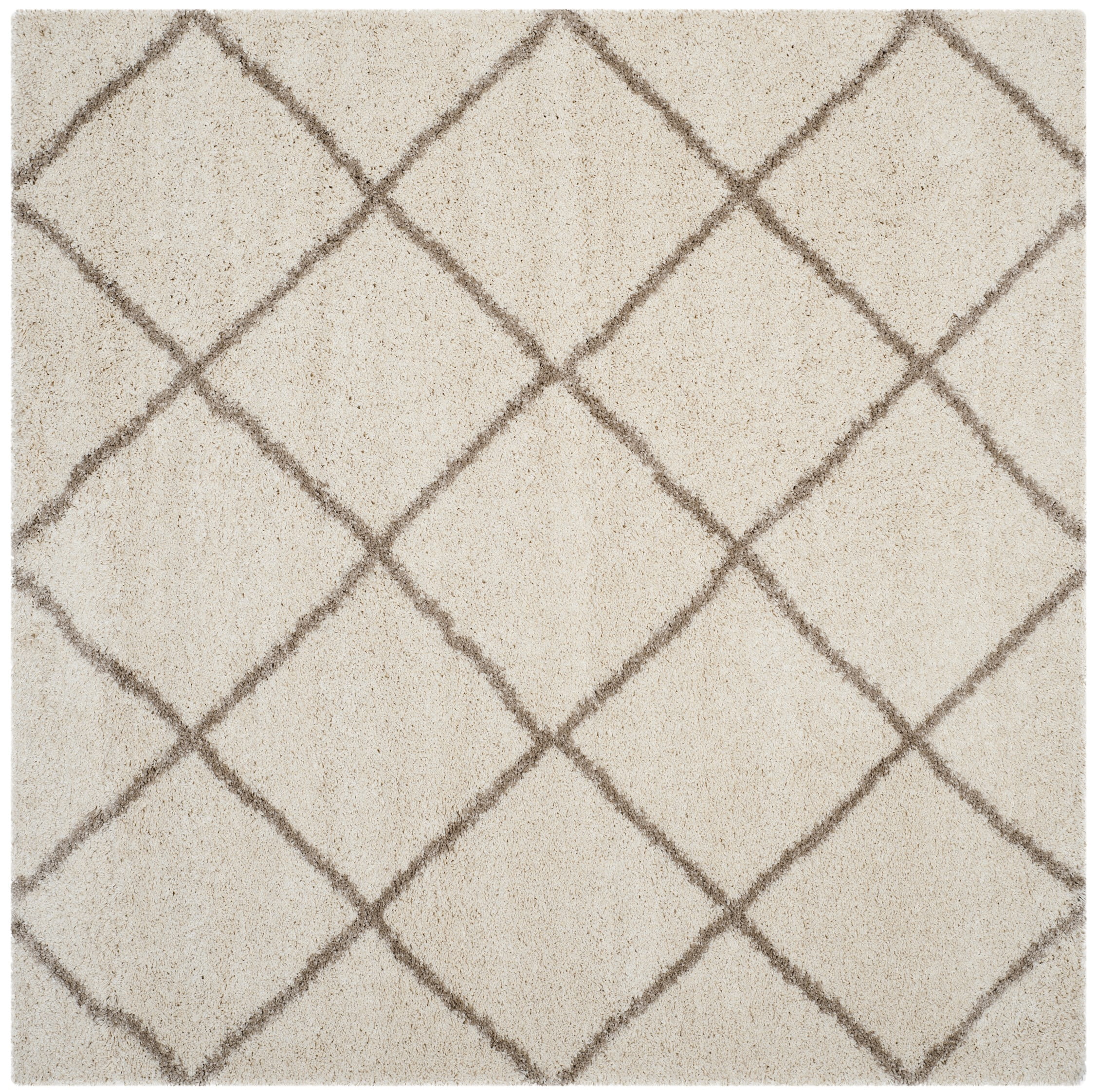 SAFAVIEH Hudson Amias Plush Geometric Shag Area Rug, Ivory/Beige, 3' x ...