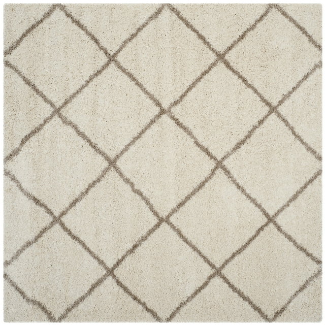 SAFAVIEH Hudson Amias Plush Geometric Shag Area Rug, Ivory/Beige, 3' x ...