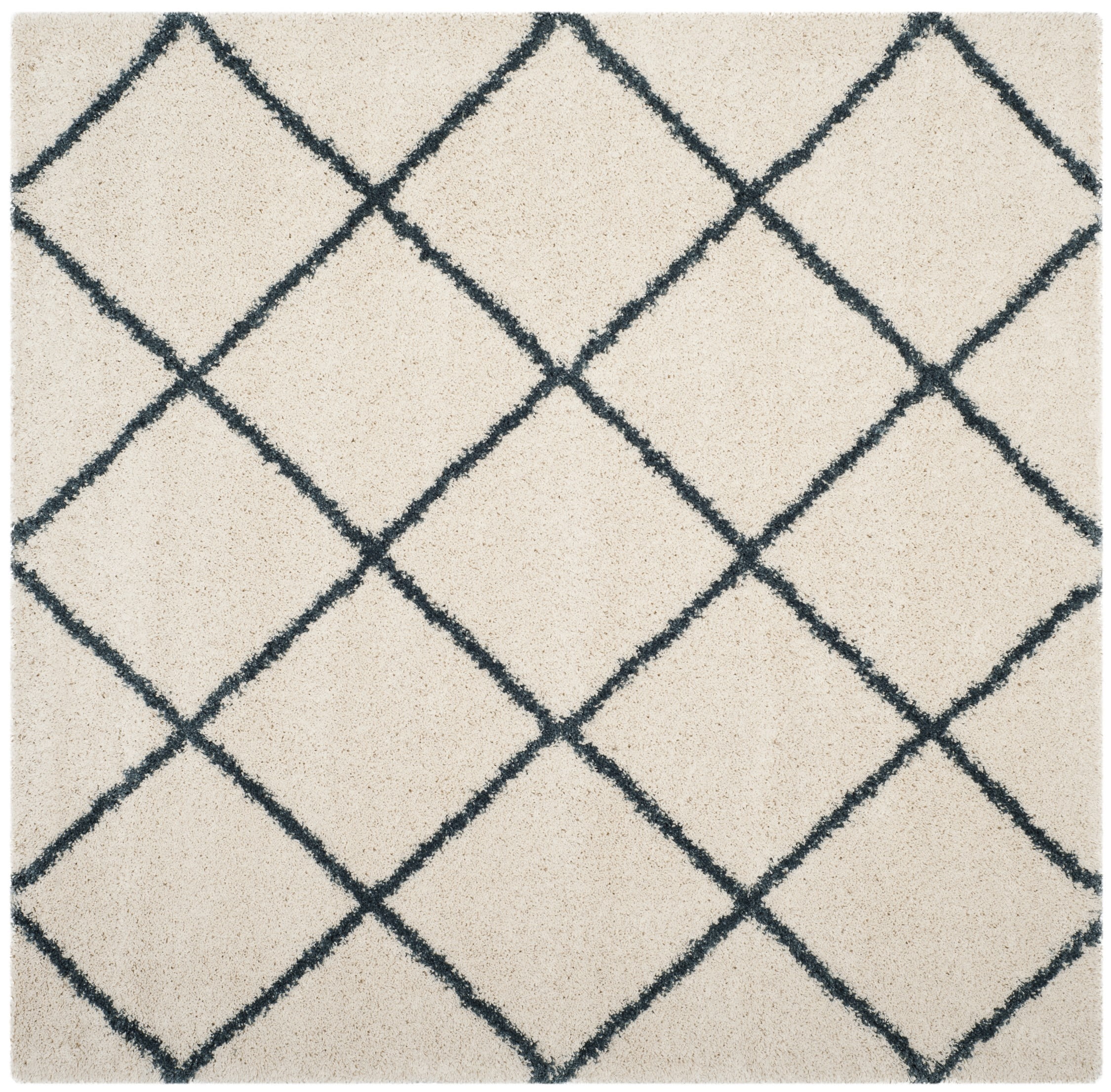 SAFAVIEH Hudson Amias Plush Geometric Shag Area Rug, Ivory/Slate Blue ...