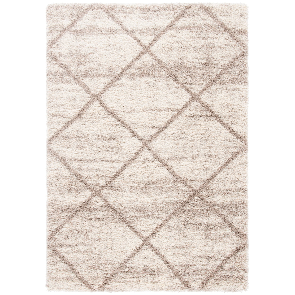 SAFAVIEH Hudson Amias Plush Geometric Shag Area Rug, Multi Ivory/Beige ...