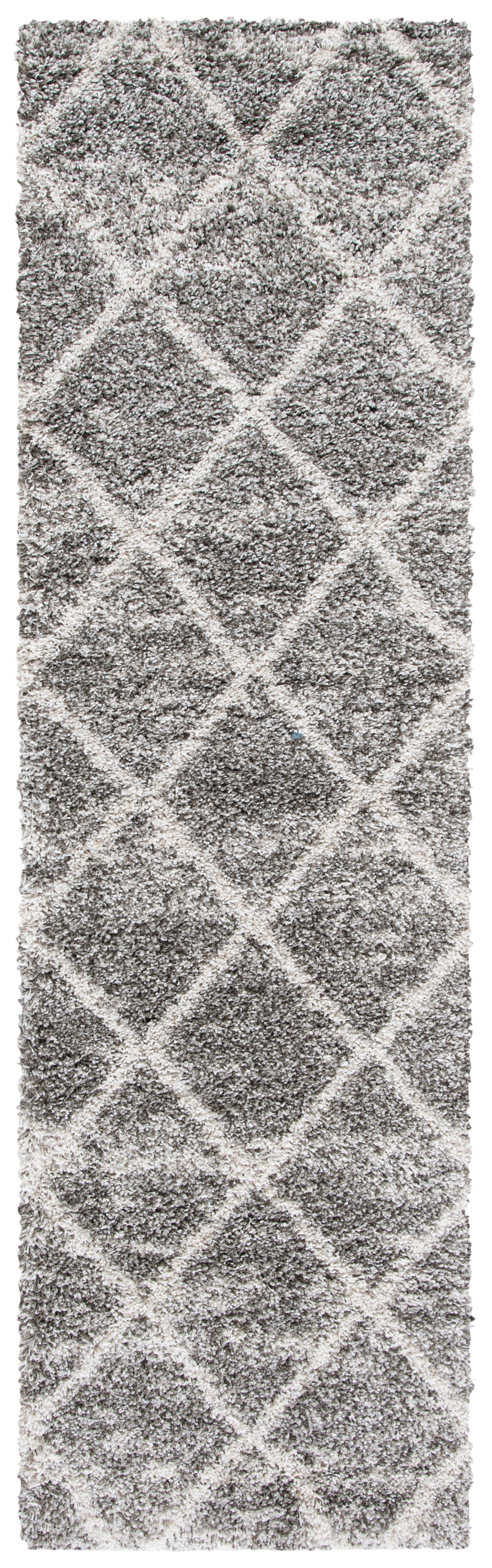 SAFAVIEH Hudson Amias Plush Geometric Shag Runner Rug, Distressed Grey ...