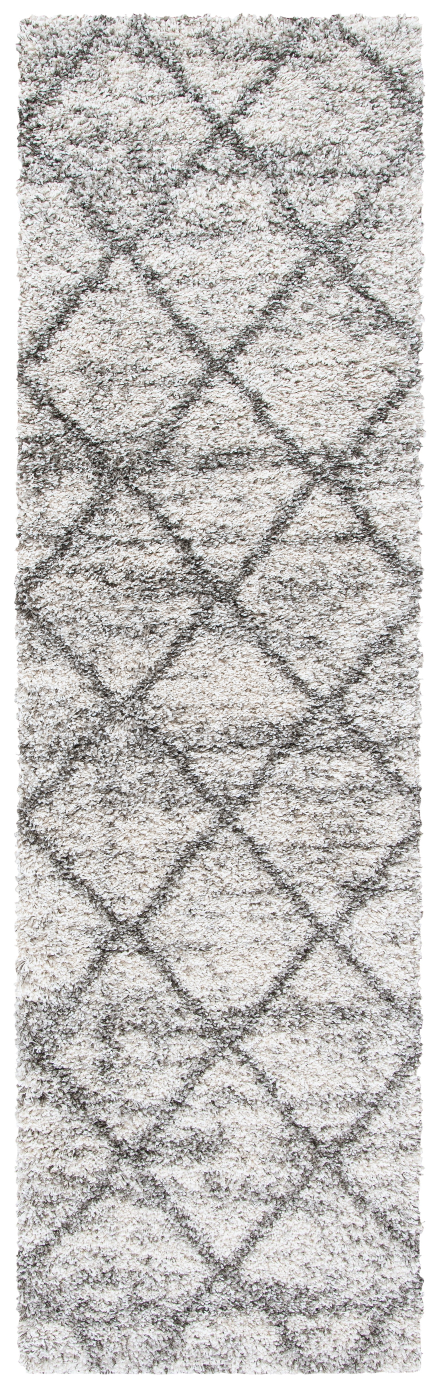 SAFAVIEH Hudson Amias Plush Geometric Shag Runner Rug, Grey/Beige, 2'3 ...