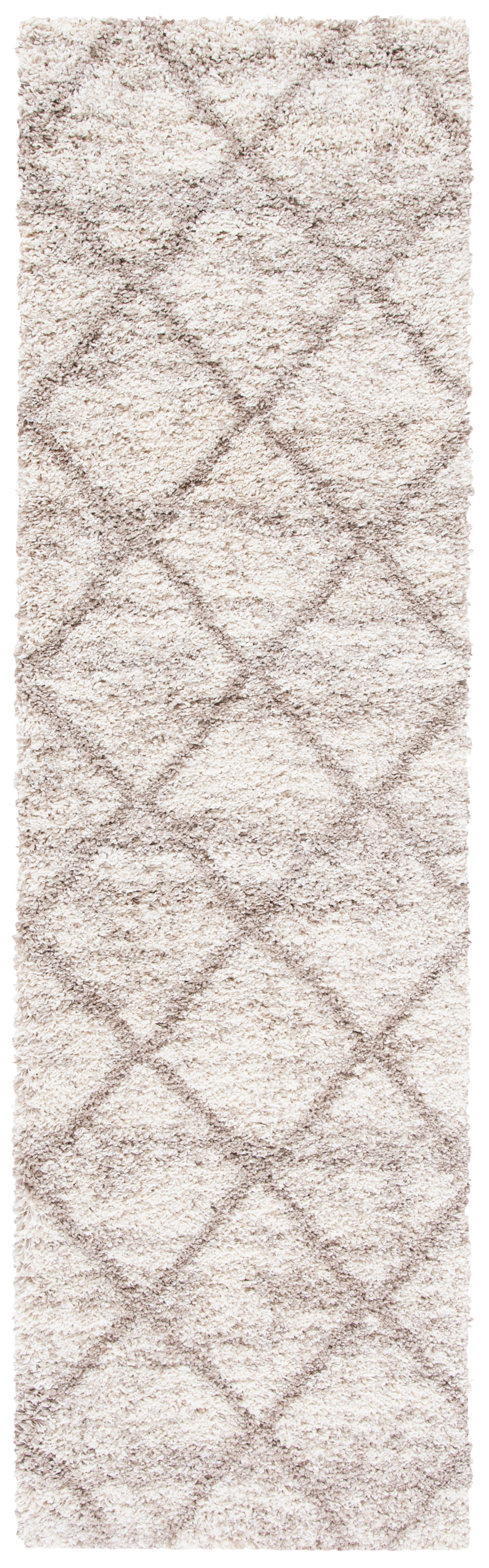 SAFAVIEH Hudson Amias Plush Geometric Shag Runner Rug, Multi Ivory ...