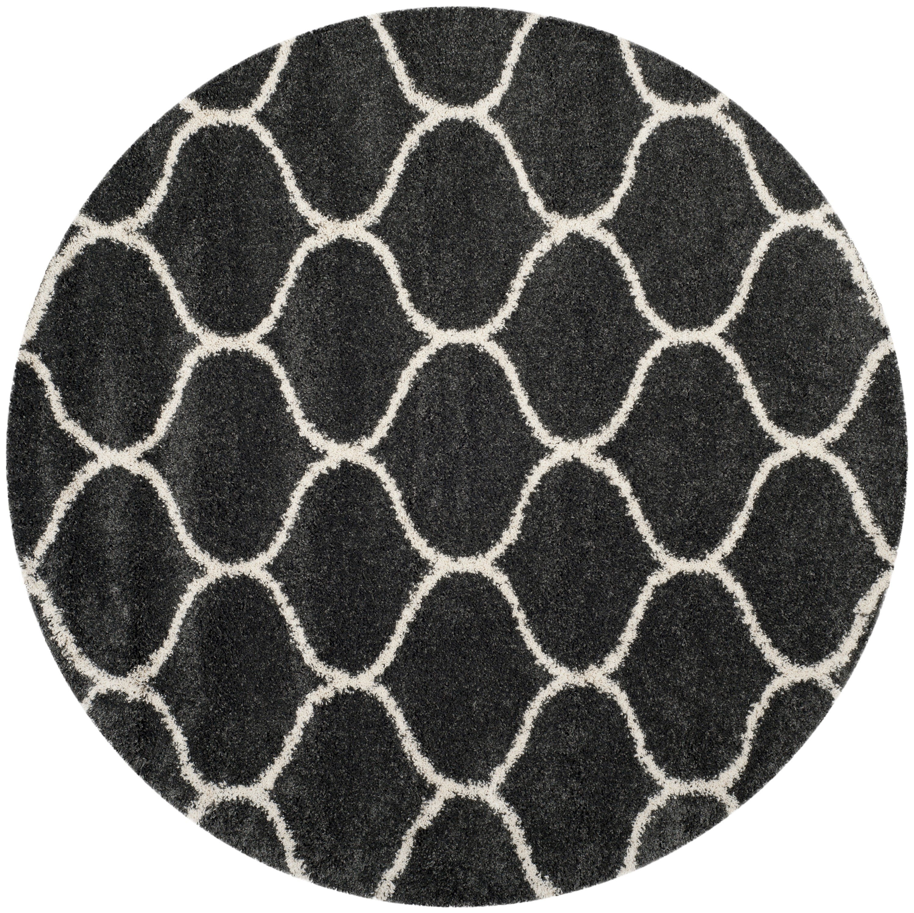 SAFAVIEH Hudson Arline Plush Geometric Shag Area Rug, Dark Grey/Ivory ...