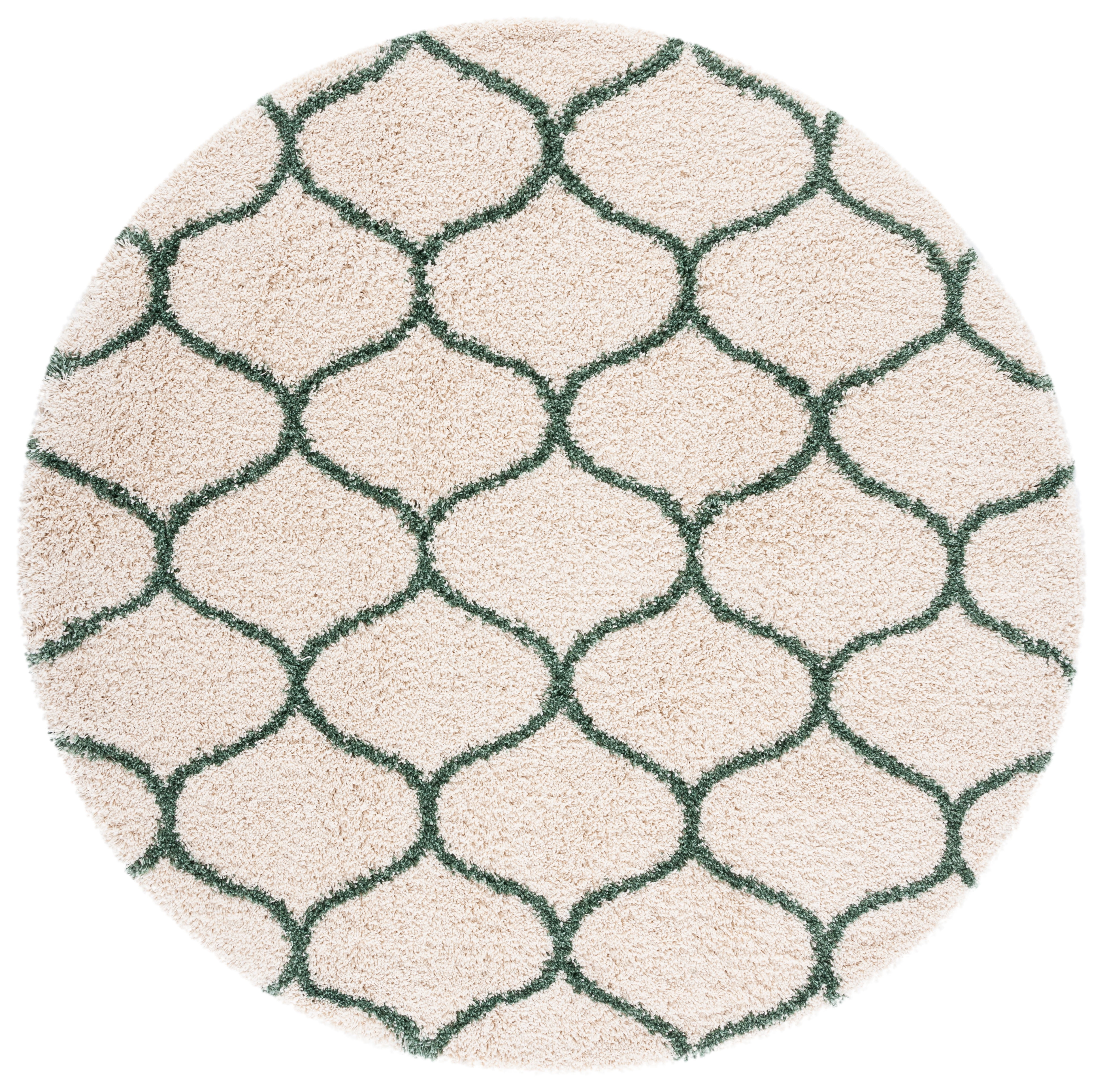 SAFAVIEH Hudson Arline Plush Geometric Shag Area Rug, Ivory/Green, 7' x ...