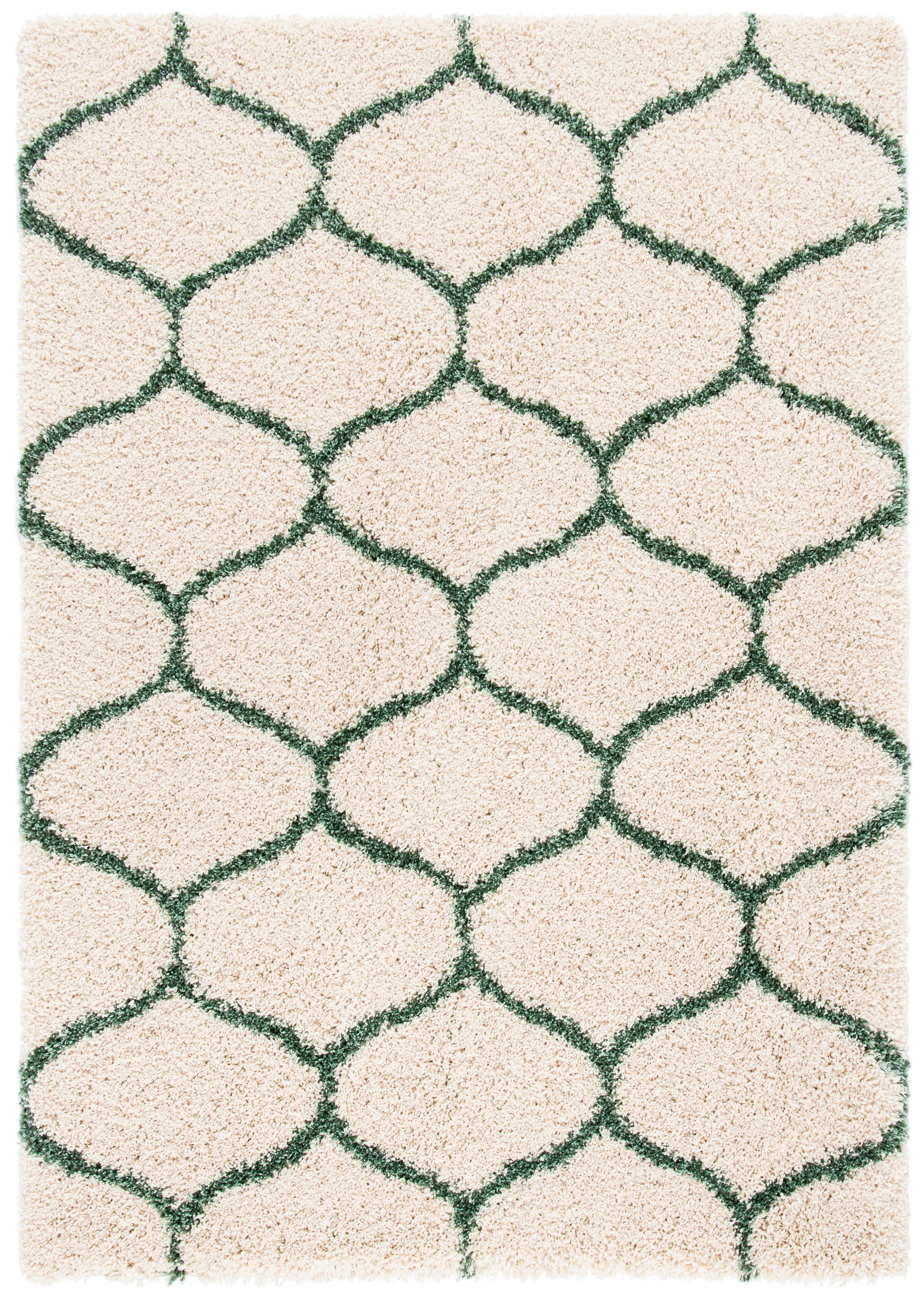 SAFAVIEH Hudson Arline Plush Geometric Shag Area Rug, Ivory/Green, 8' x ...