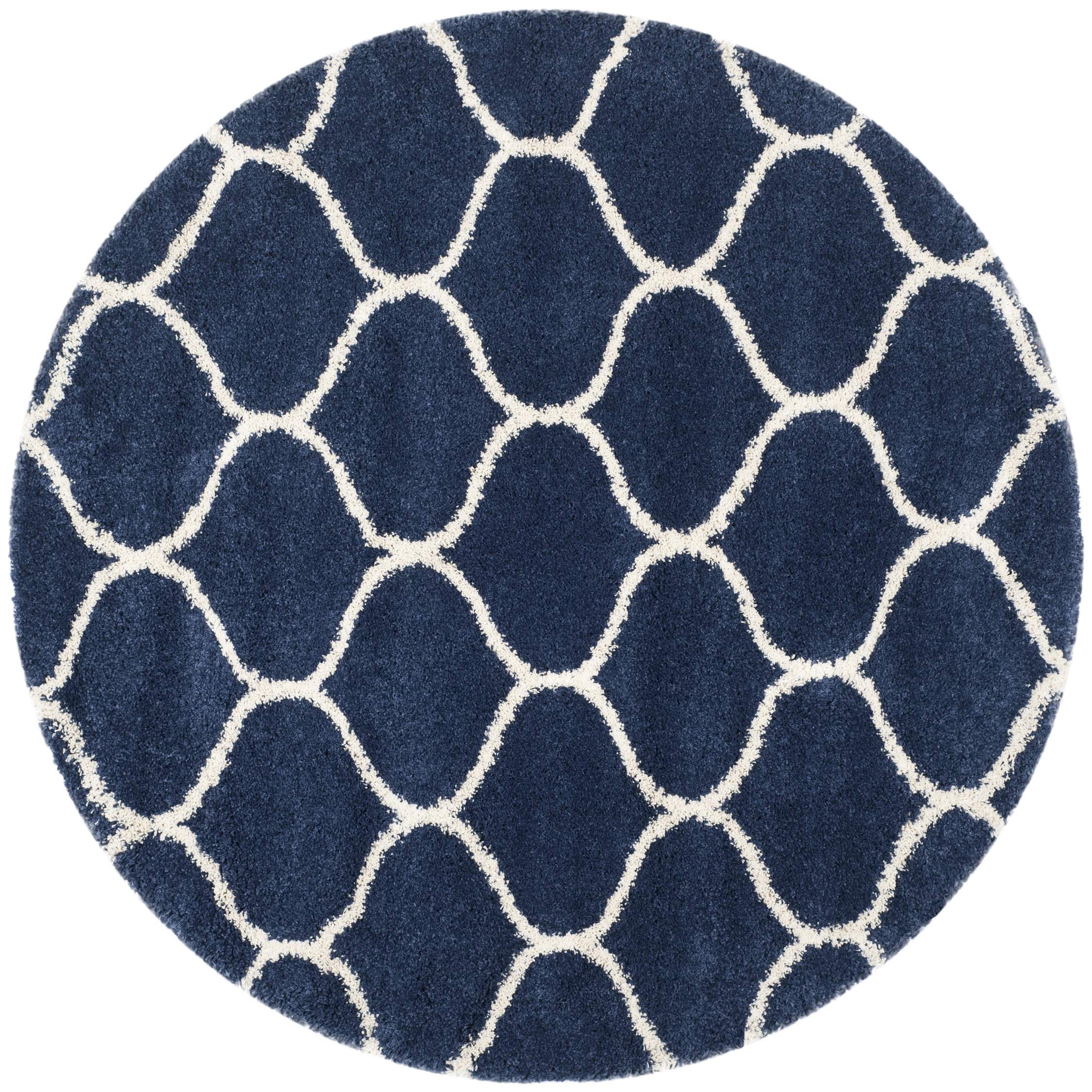 SAFAVIEH Hudson Arline Plush Geometric Shag Area Rug, Navy/Ivory, 11' x ...