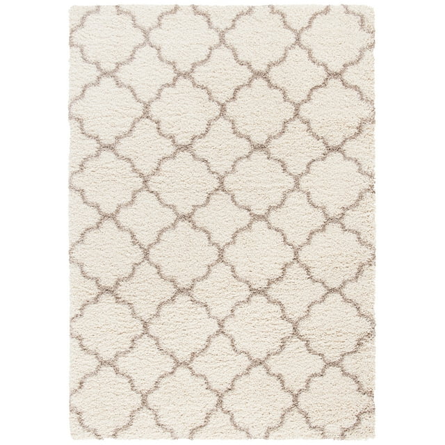 SAFAVIEH Hudson Jaye Plush Geometric Shag Area Rug, Ivory/Beige, 5'1" x ...