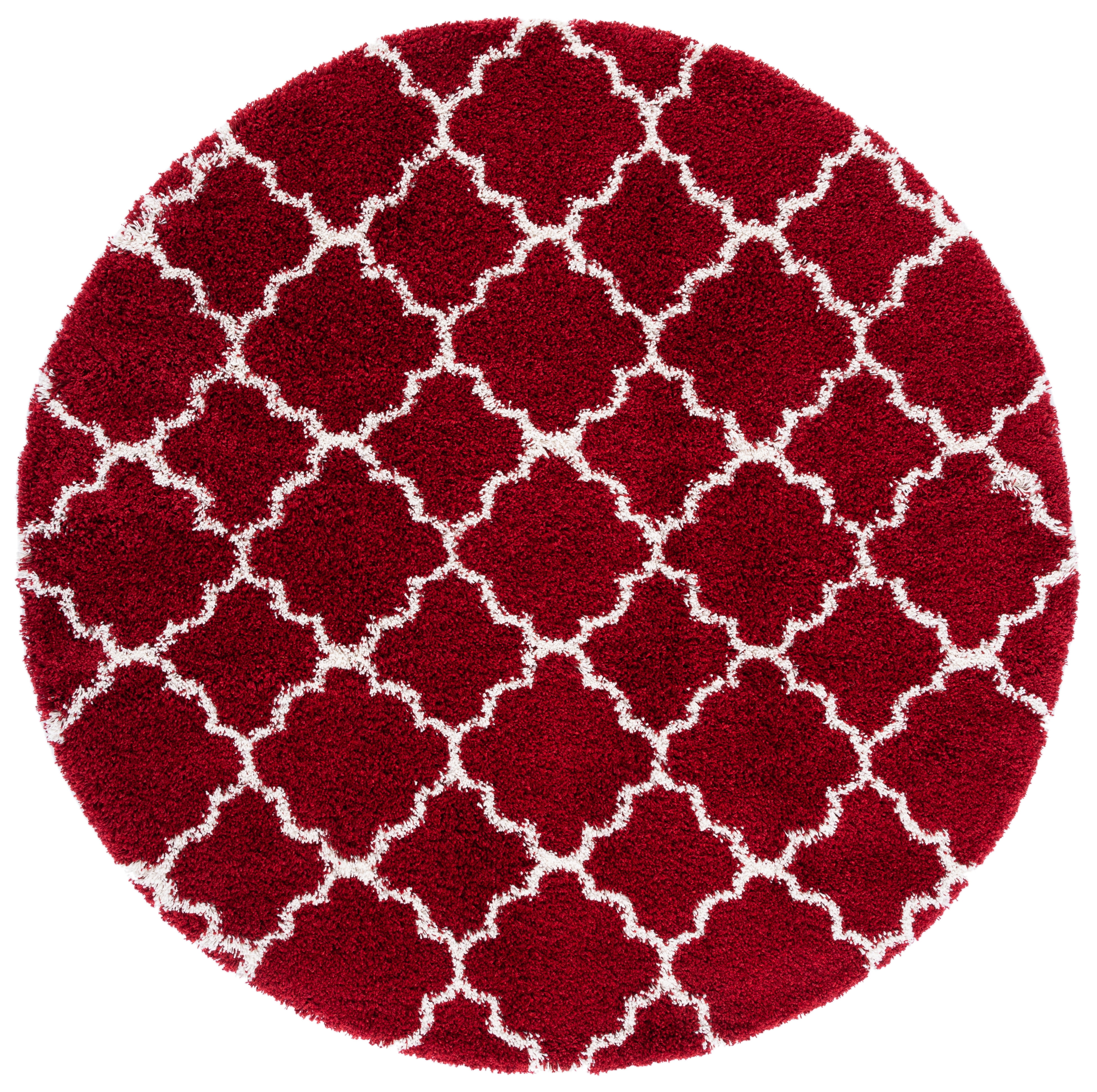 SAFAVIEH Hudson Jaye Plush Geometric Shag Area Rug, Red/Ivory, 7' x 7 ...