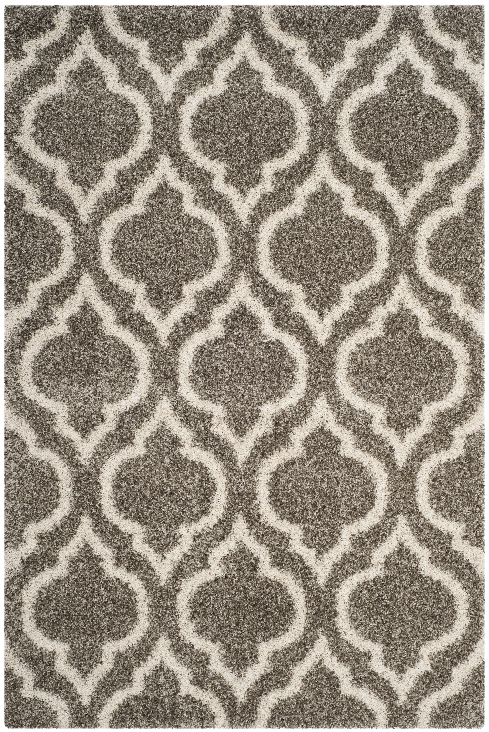 SAFAVIEH Hudson Louise Plush Geometric Shag Area Rug, Grey/Ivory, 2' x ...